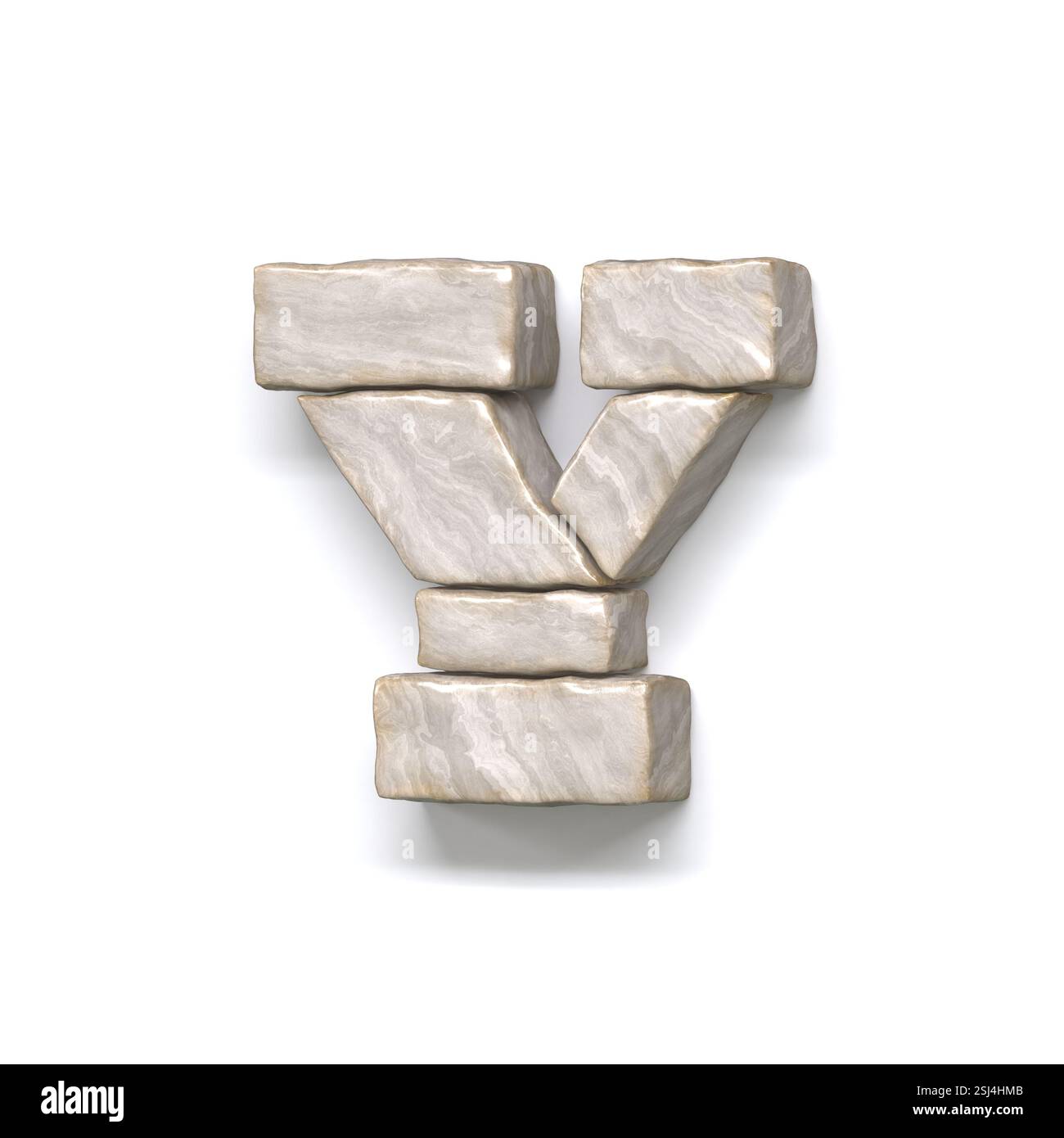 Stone wall font Letter Y 3D rendering illustration isolated on white ...