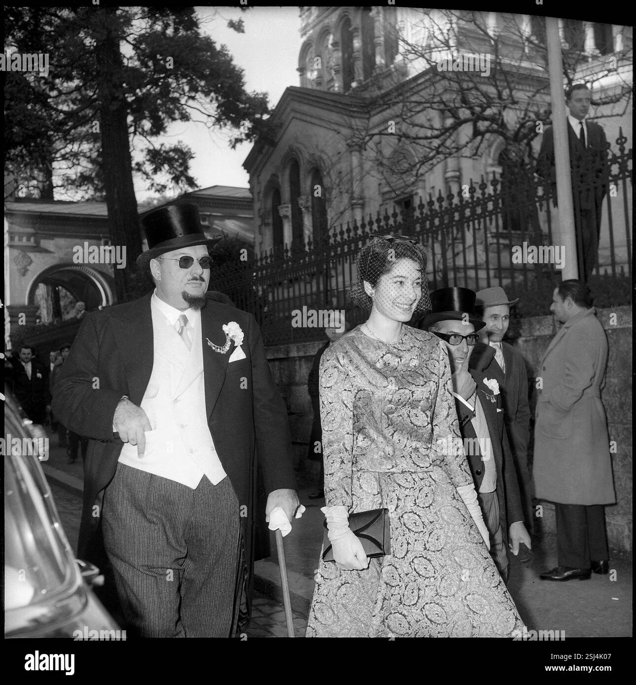 Ex-König Faruk mit Tochter an Hochzeit von Simeon von Bulgarien, Vevey ...