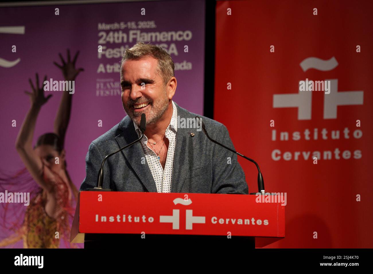The director of the Festival, Miguel Marín, speaks during the ...