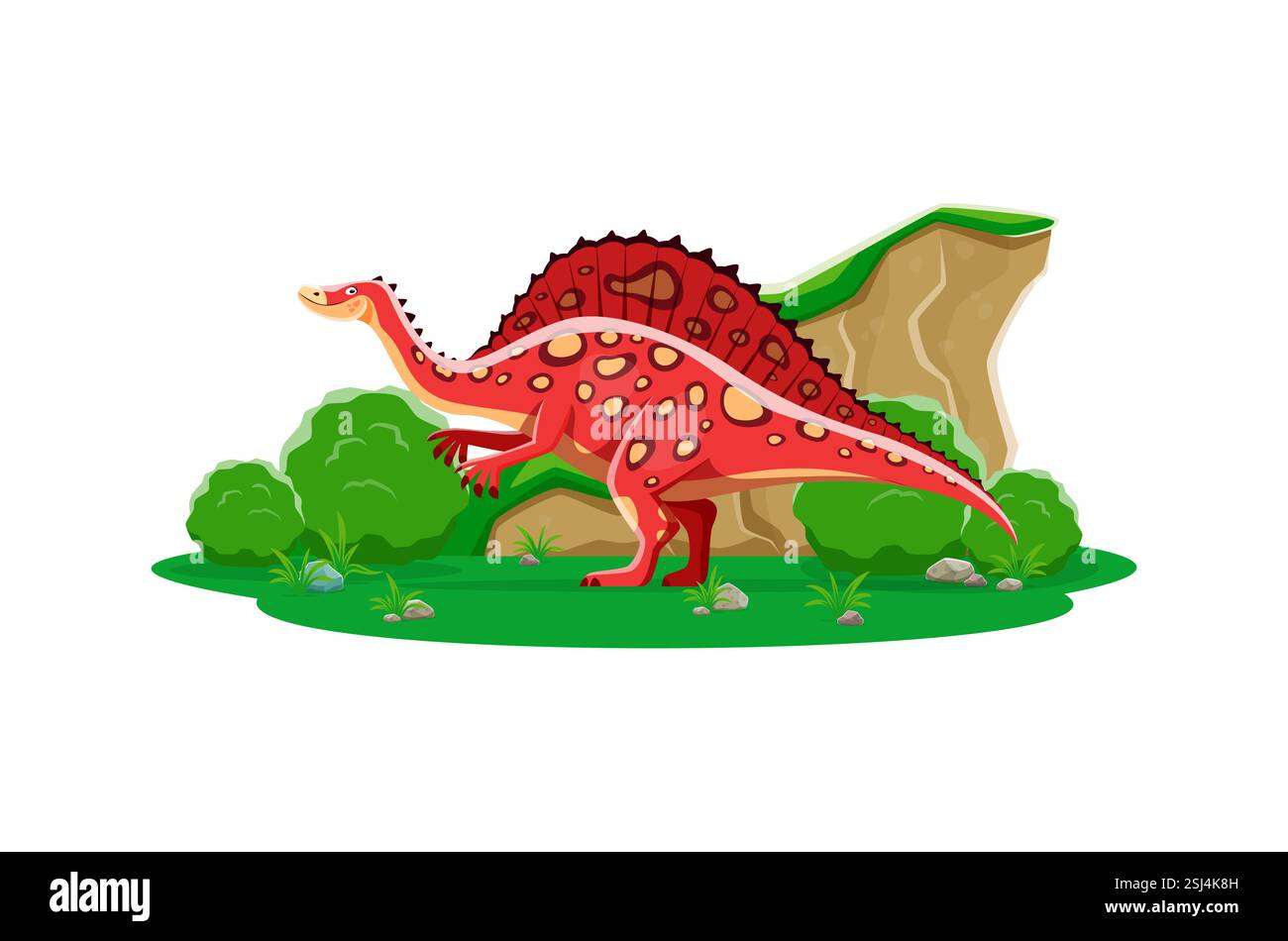Ouranosaurus prehistoric dinosaur cartoon character. Isolated vector ...