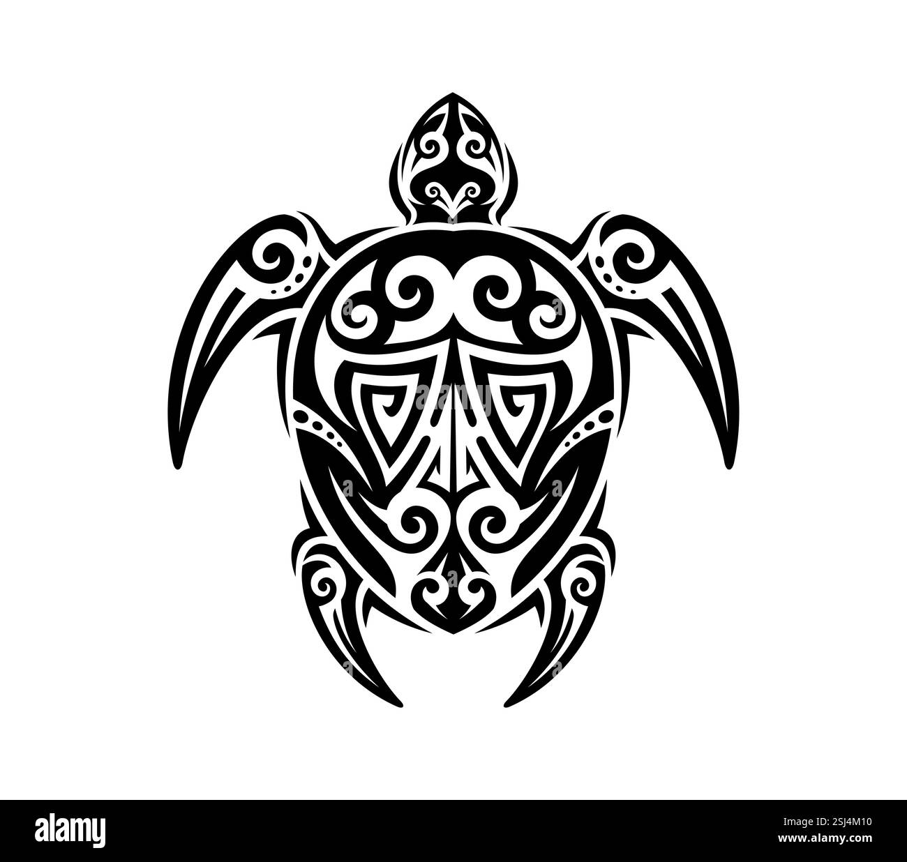 Maori tribal turtle animal tattoo from Polynesian or Hawaiian pattern ornament, vector art ...