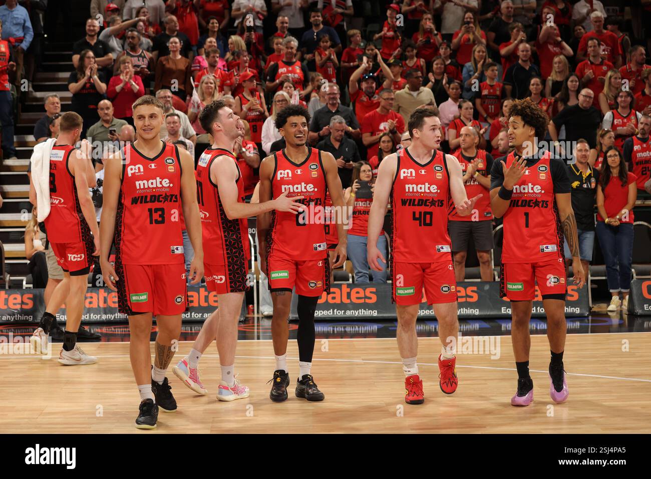 Perth, Australia. 11th Feb, 2025. Wildcats celebrate after winning the ...