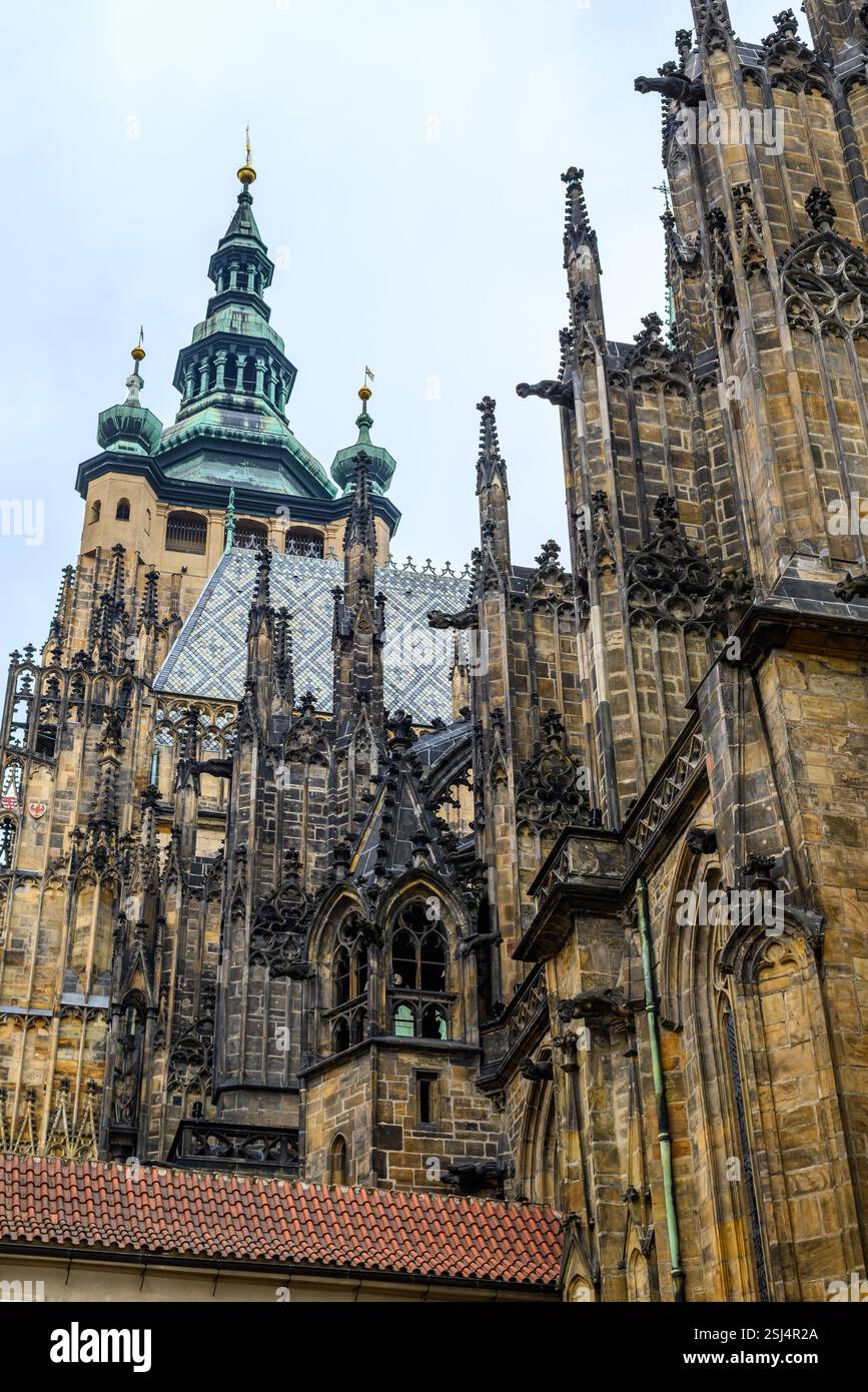 Architectural details on the facade of the St. Vitus Metropolitan ...