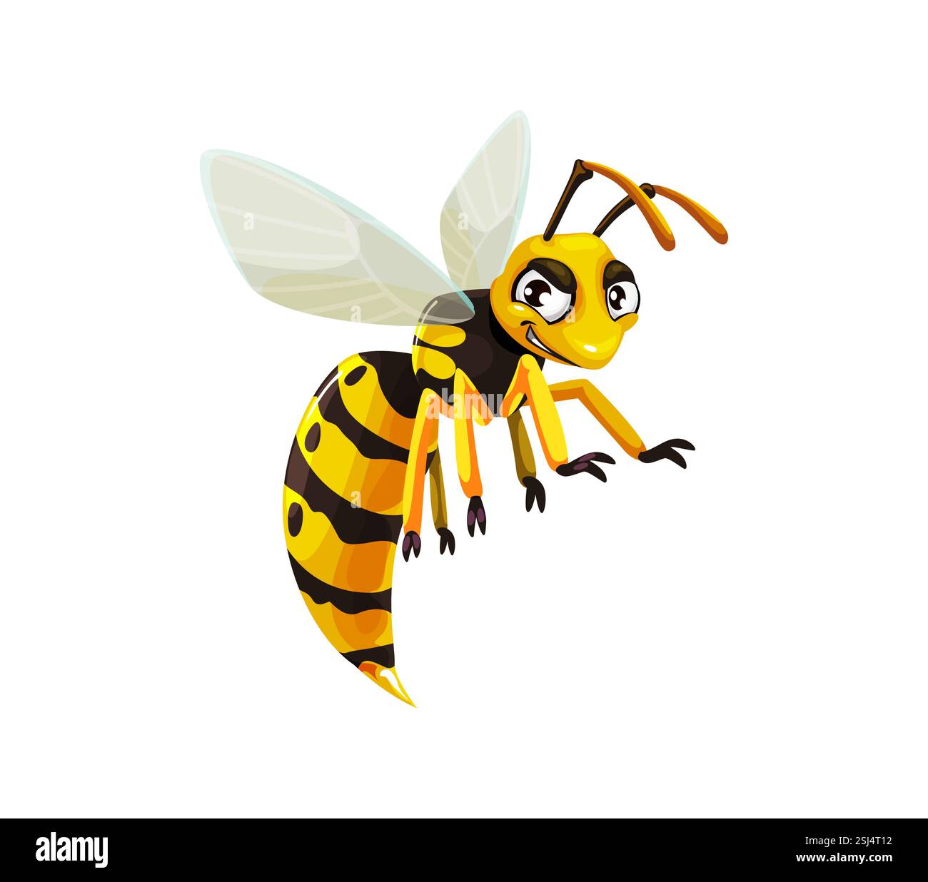 Cartoon funny wasp or googly insect character for kids, vector comic ...