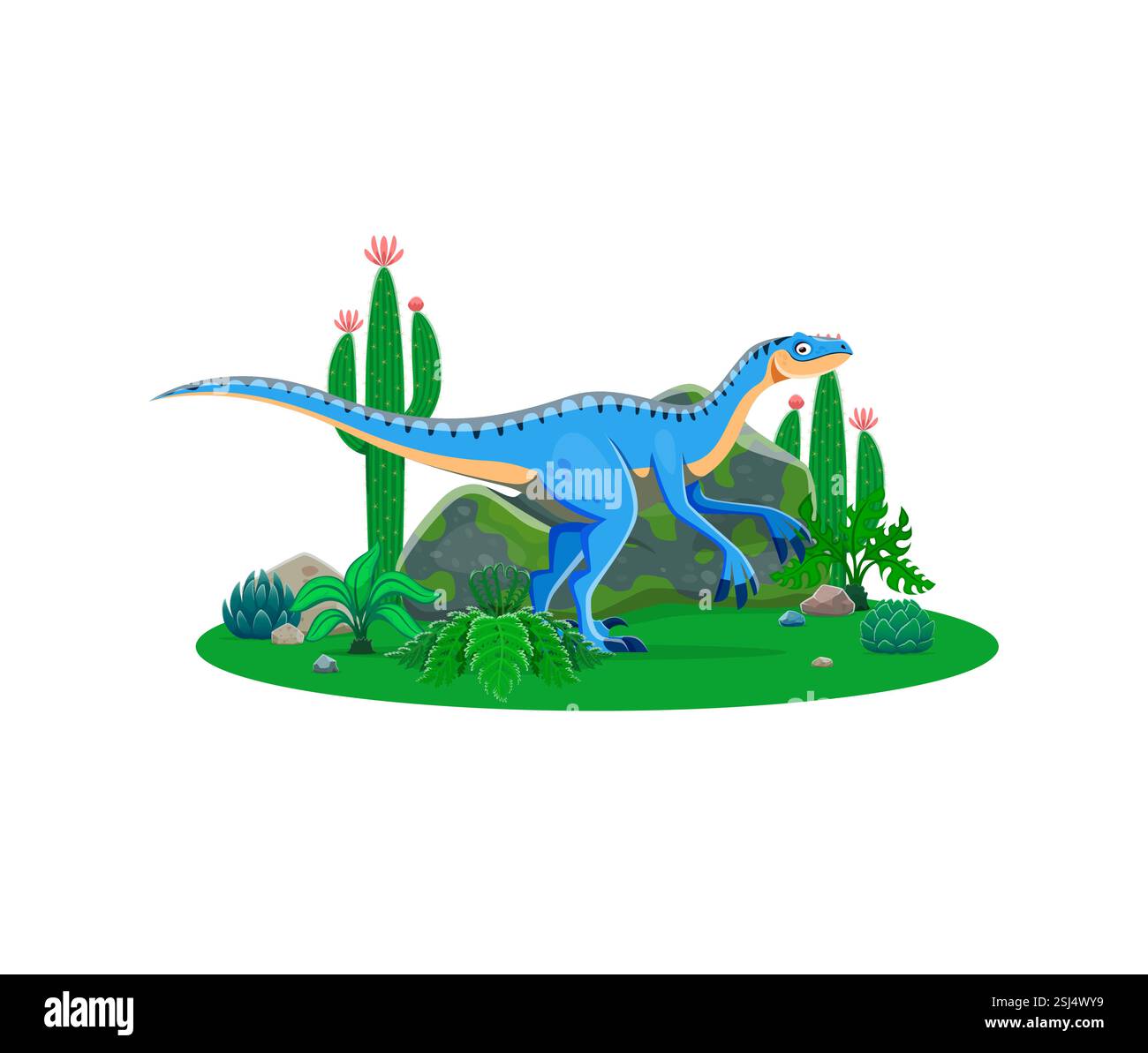 Eoraptor prehistoric dinosaur cartoon character. Isolated vector ...