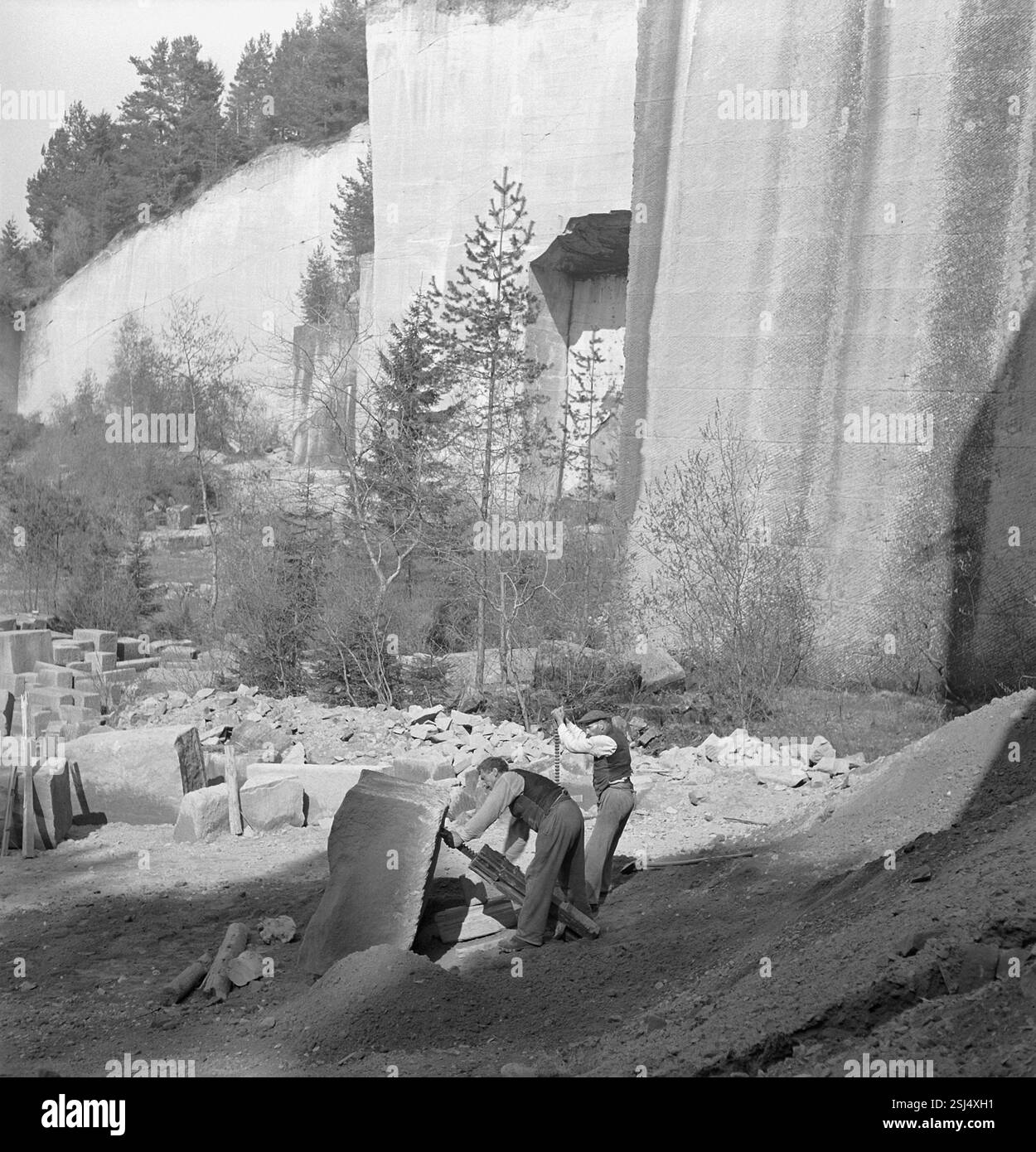 Steinbruch, Sandsteinbruch in der Nähe der Stadt Bern; 1941#Sandstone ...