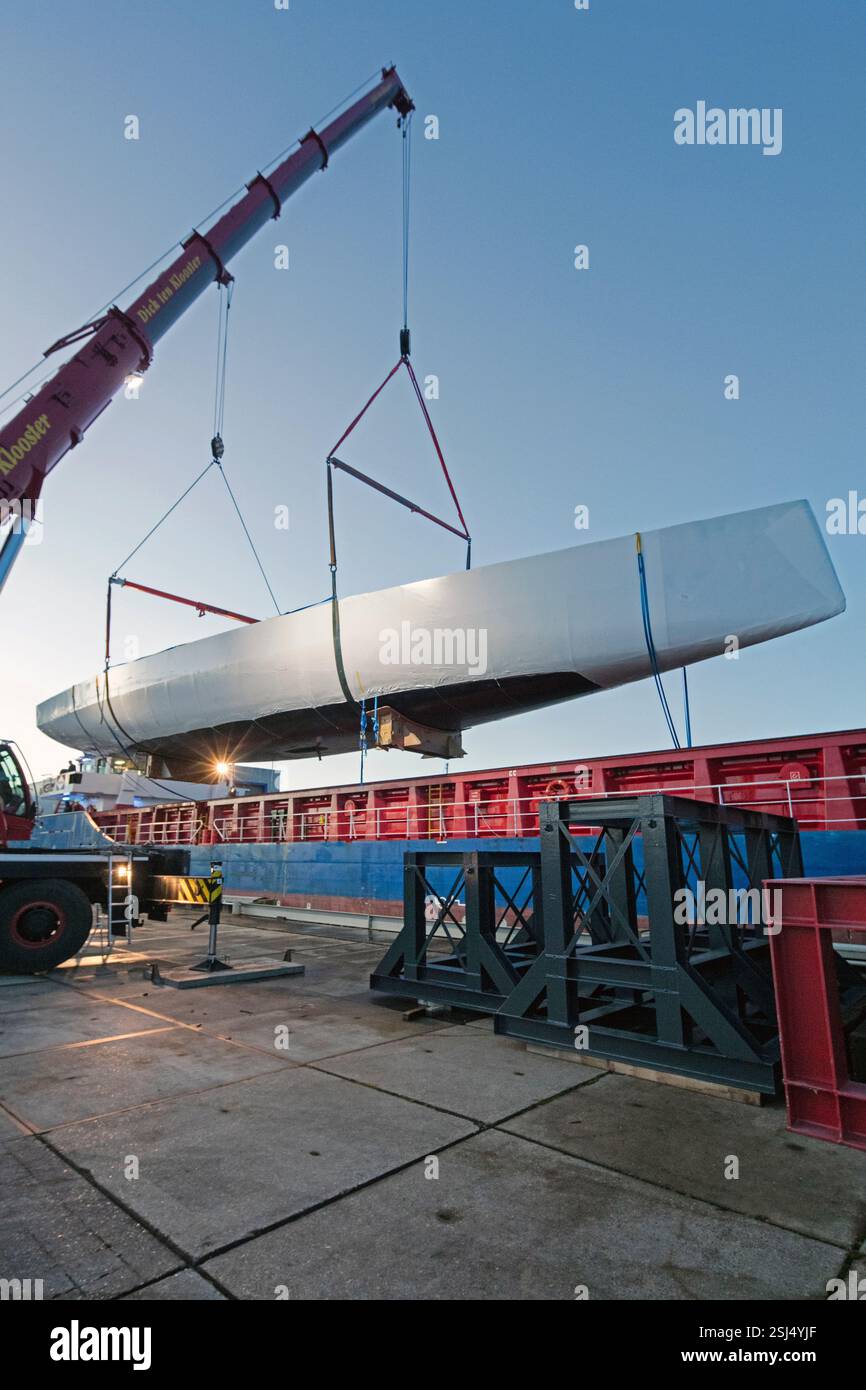 Shipbuilding Industry. Aluminium hull of a super sailing yacht being ...