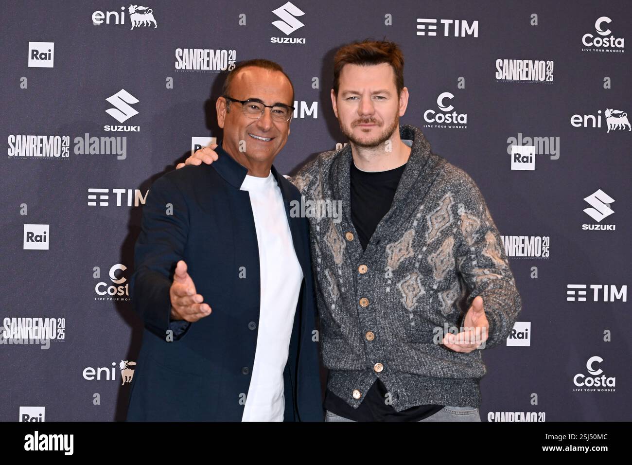 Sanremo, Italy. 11th Feb, 2025. Photocall Carlo Conti and Alessandro ...