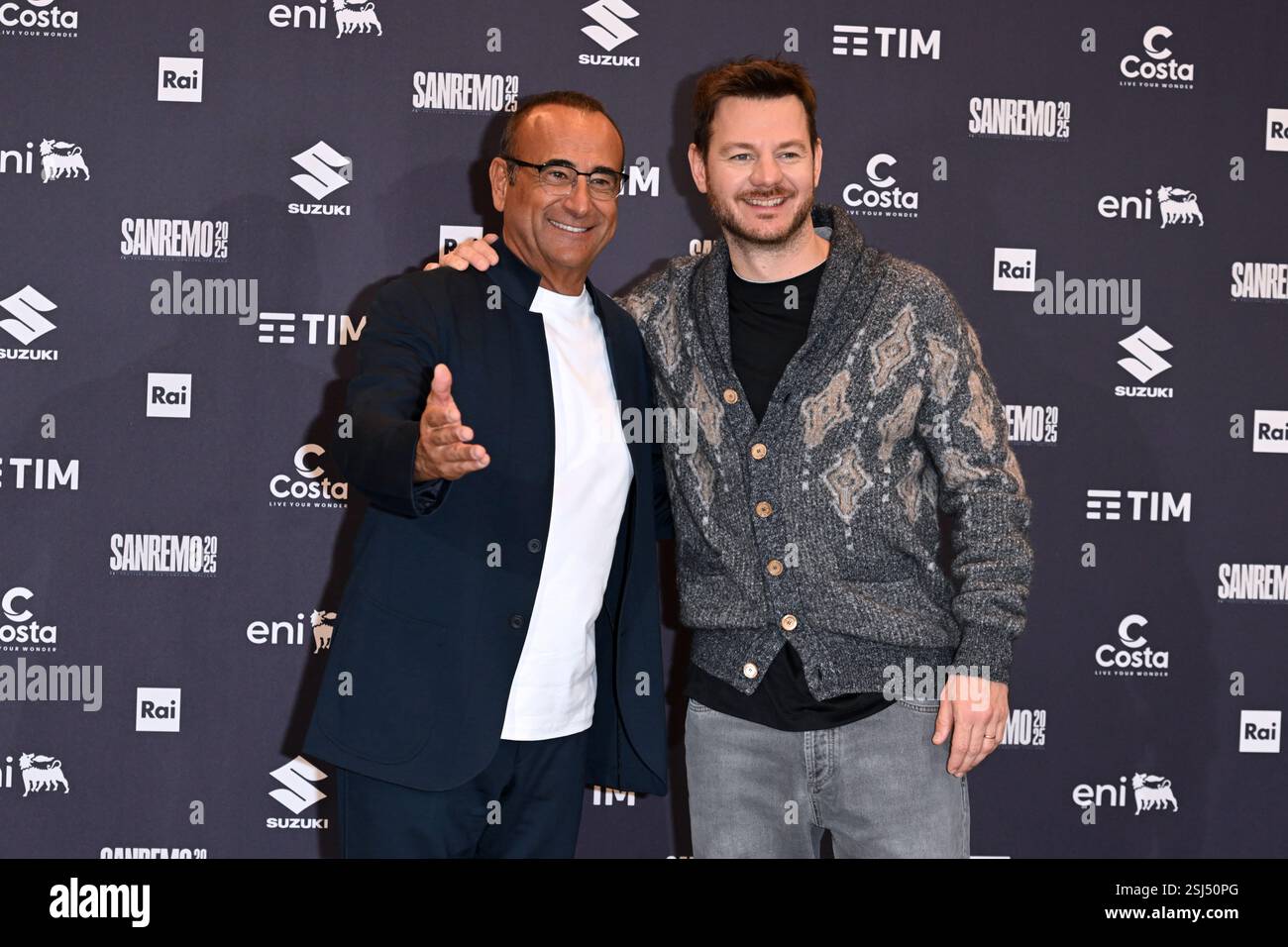 Sanremo, Italy. 11th Feb, 2025. Photocall Carlo Conti and Alessandro ...