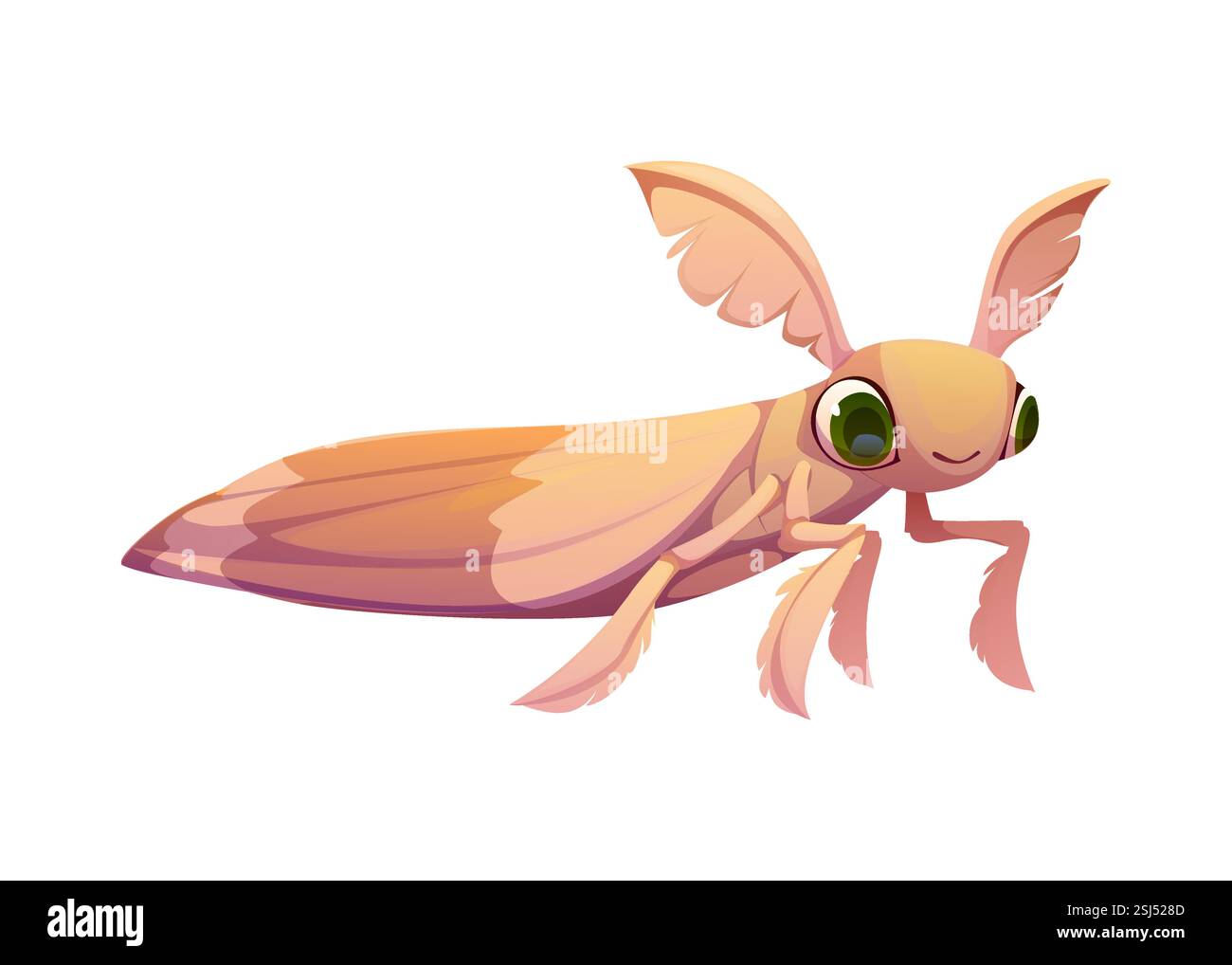 Cartoon funny moth insect character with large, expressive eyes and ...