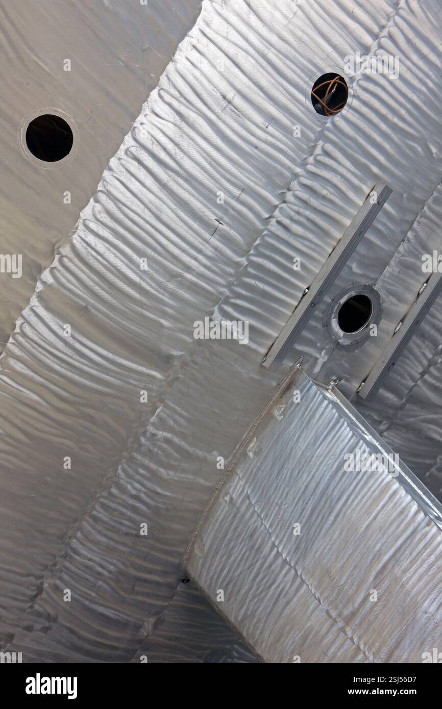 Shipbuilding Industry. Aluminium hull of a super sailing yacht being ...