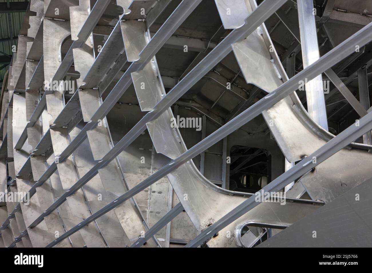 Shipbuilding Industry. Aluminium hull of a super sailing yacht being ...