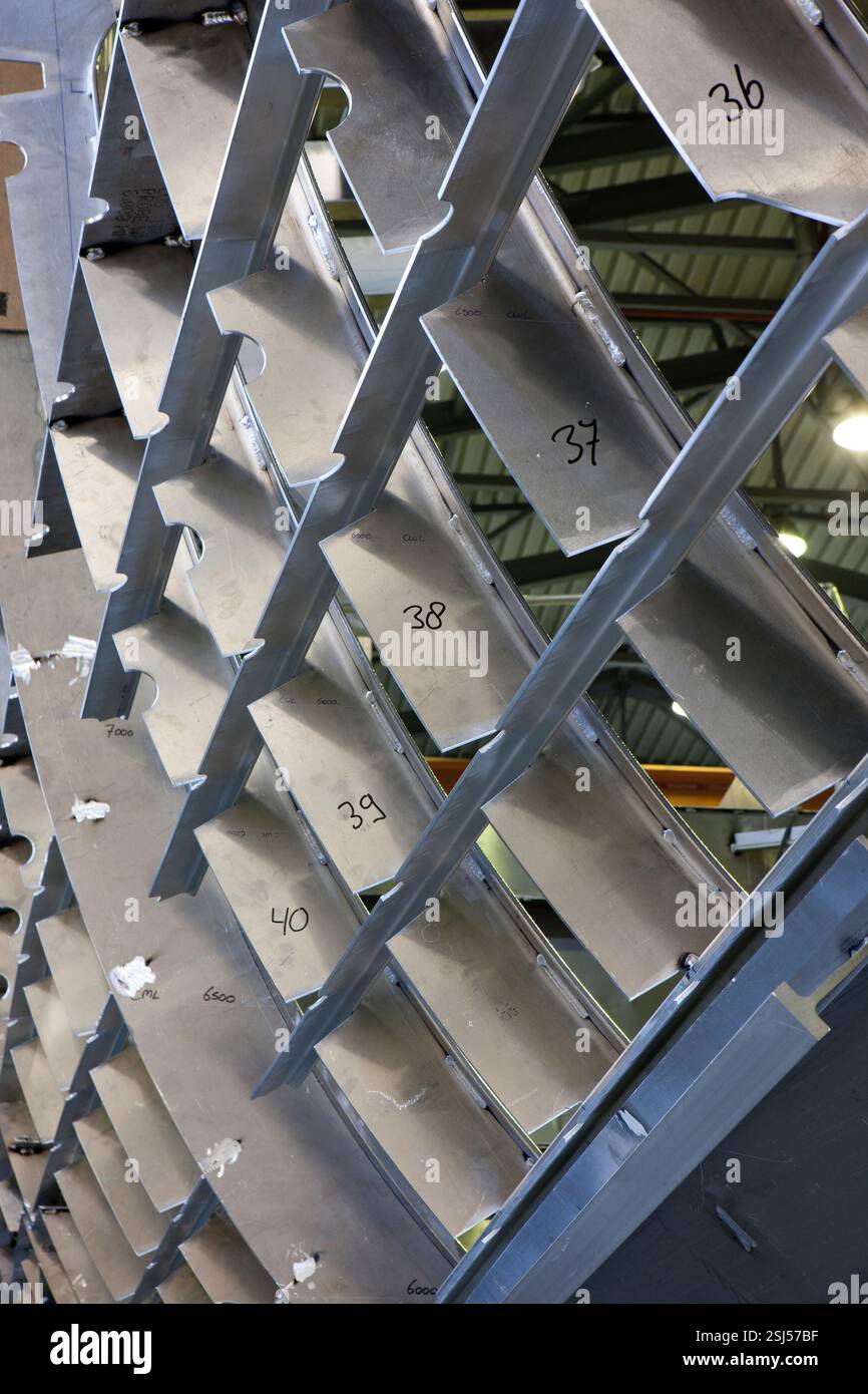 Shipbuilding Industry. Aluminium hull of a super sailing yacht being ...