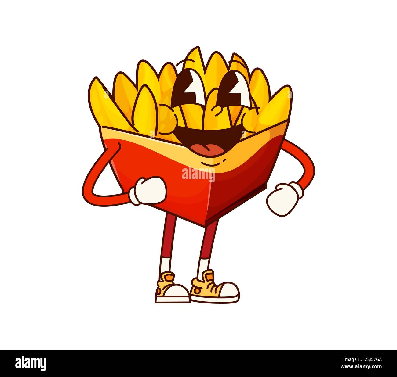 Fast food groovy fried potato cheerful character. Takeaway restaurant ...