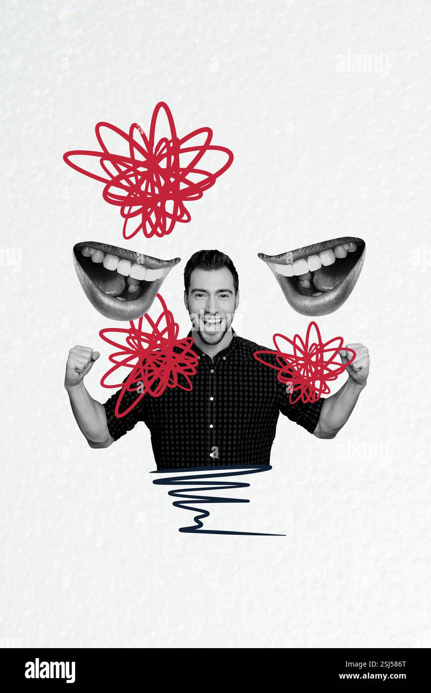 Creative composite sketch design collage of abuse harassment pressure ...