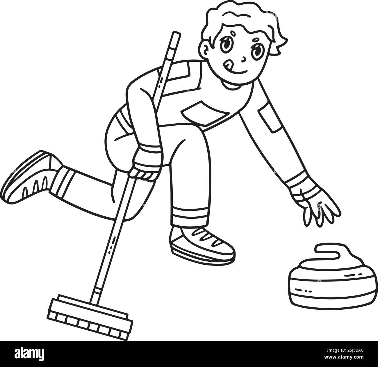 Curling Male Skip Delivering Stone Isolated Stock Vector Image & Art ...