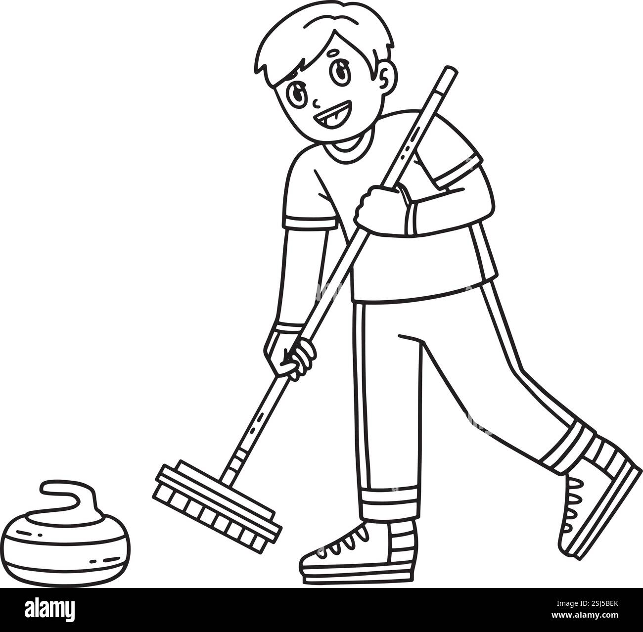 Curling Male Curler Sweeping Surface Isolated Stock Vector Image & Art ...