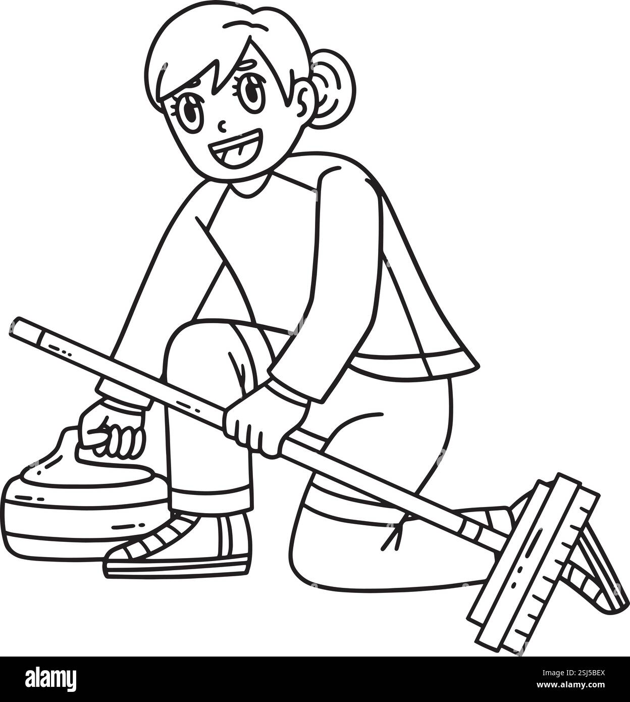 Curling Female Curler Deliver Stone Isolated Stock Vector Image & Art ...