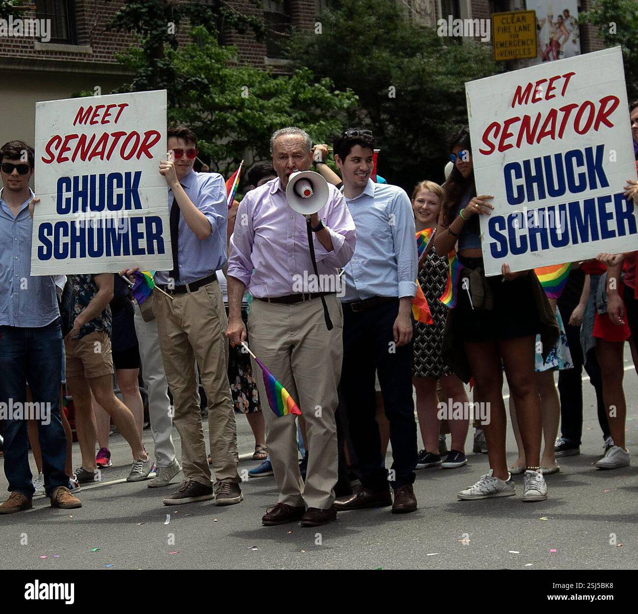 New York Senator Chuck Schumer takes part in the Gay Pride Parade on ...