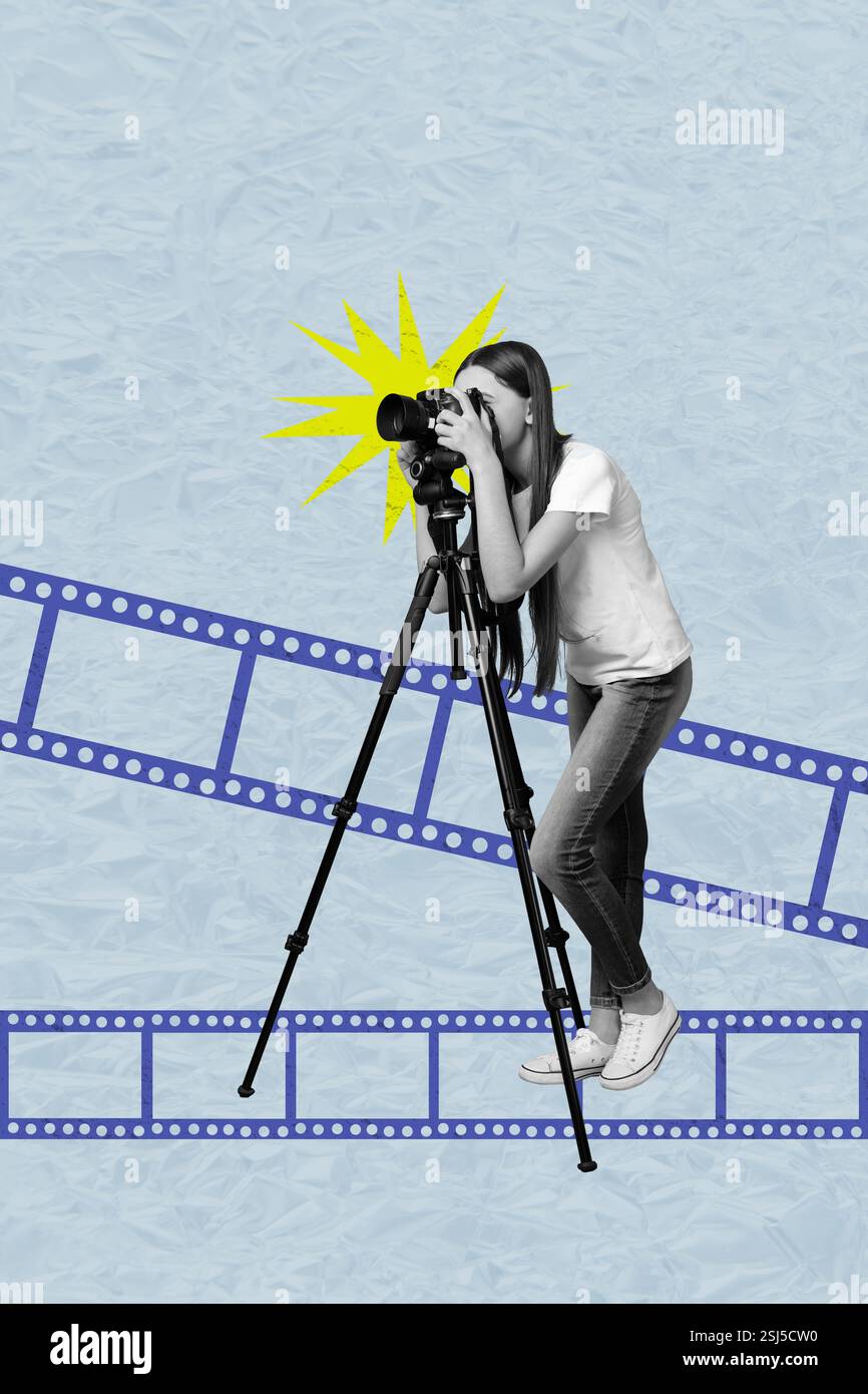 Template sketch trend artwork 3D photo collage of film tape strip ...