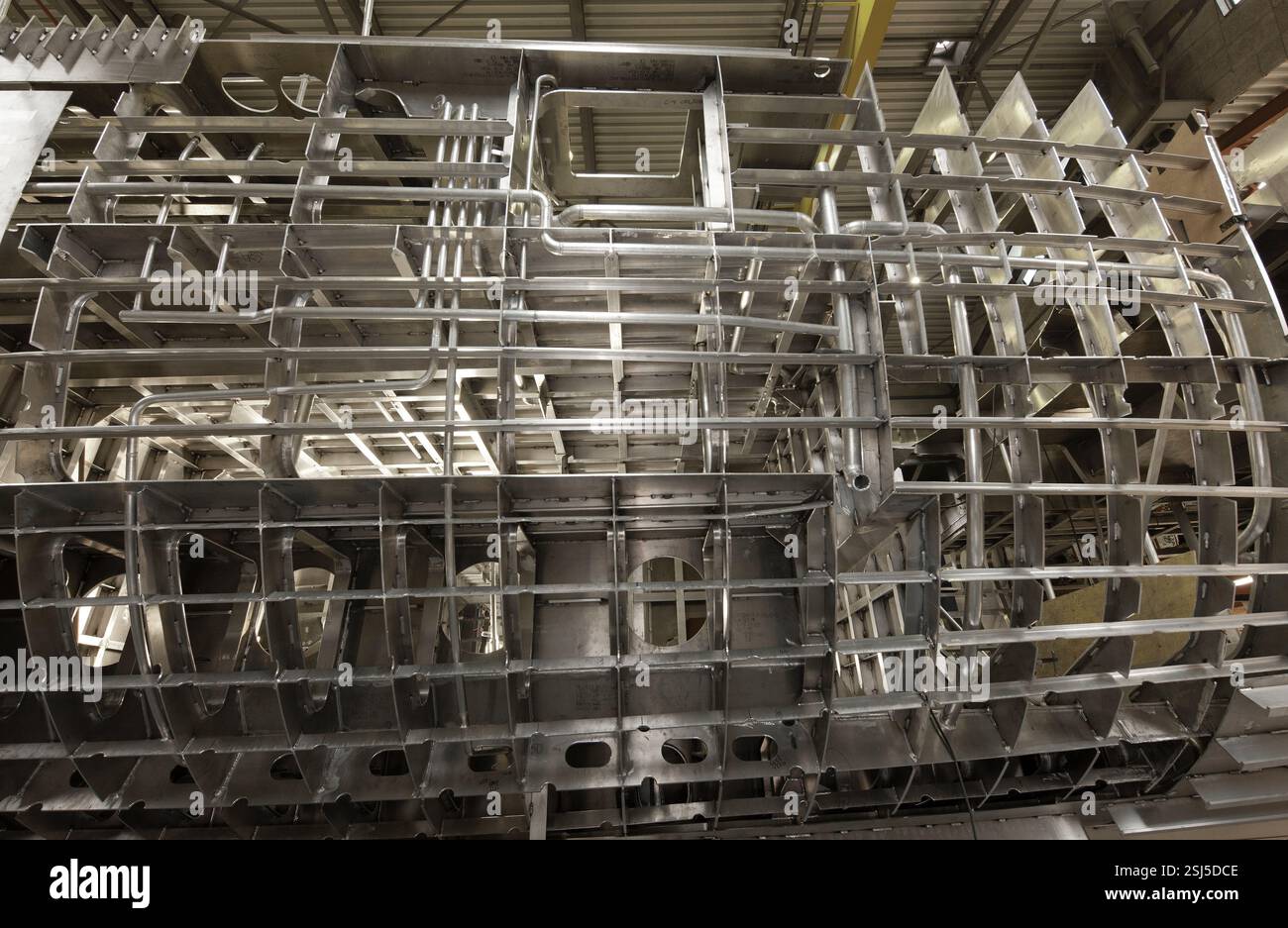 Shipbuilding Industry. Aluminium hull of a super sailing yacht being ...