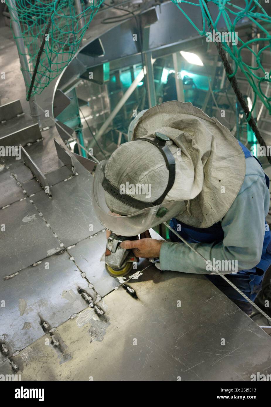 Shipbuilding Industry. Aluminium hull of a super sailing yacht being ...