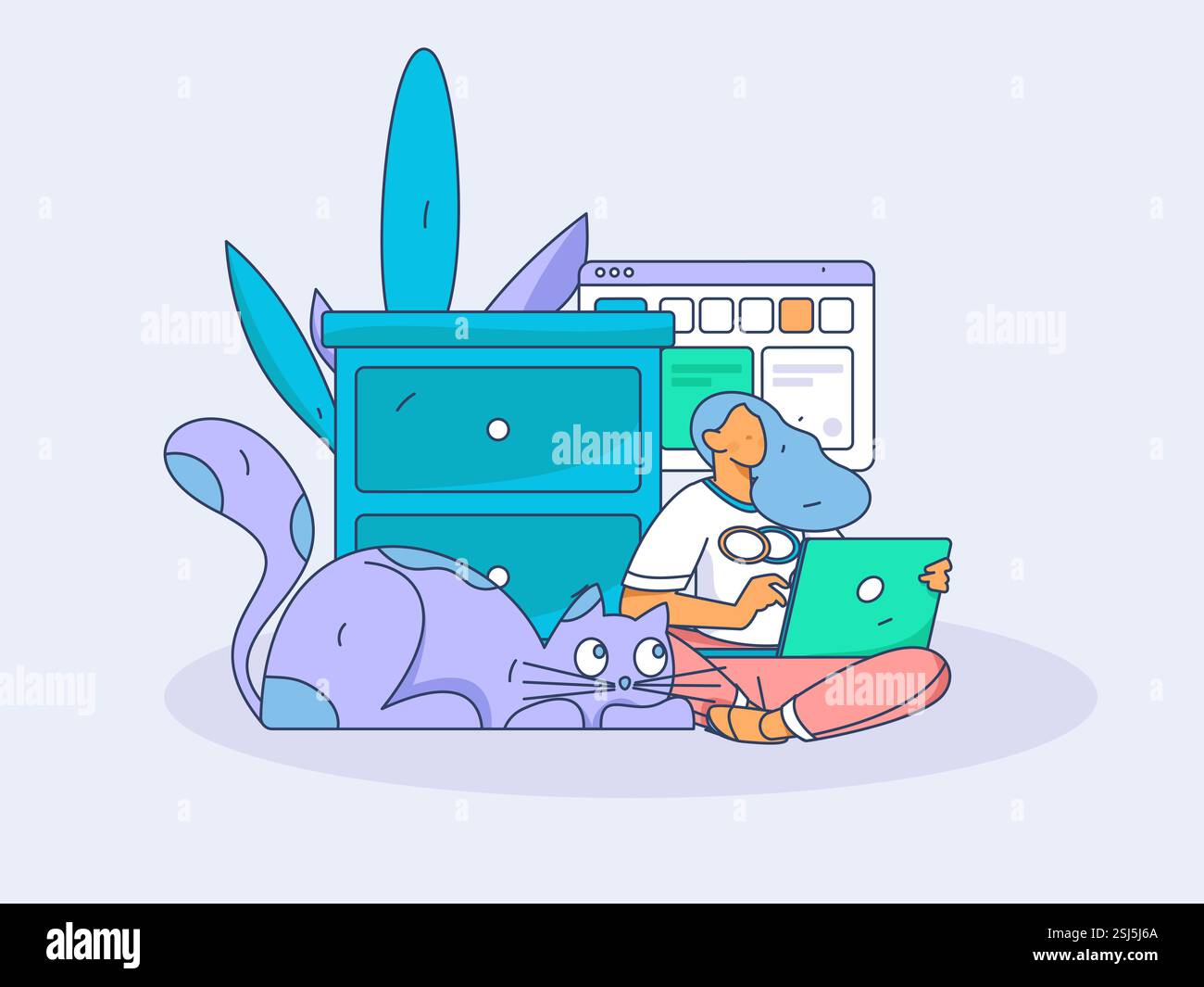 Flat vector illustration of business people operating work scene Stock ...
