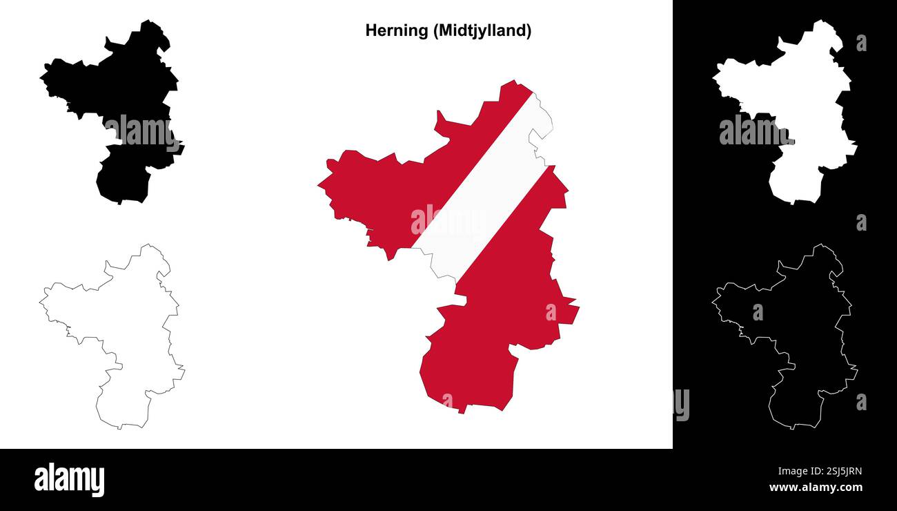 Herning municipality outline map set Stock Vector Image & Art - Alamy