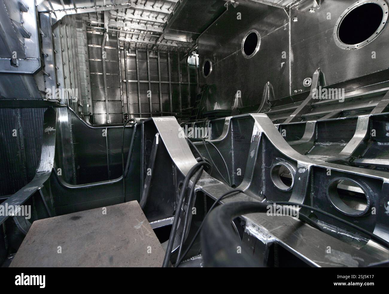 Shipbuilding Industry. Aluminium hull of a super sailing yacht being ...