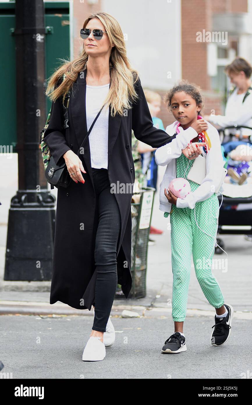 Heidi Klum picks up her daughter Lou Samuel from summer camp in Tribeca ...