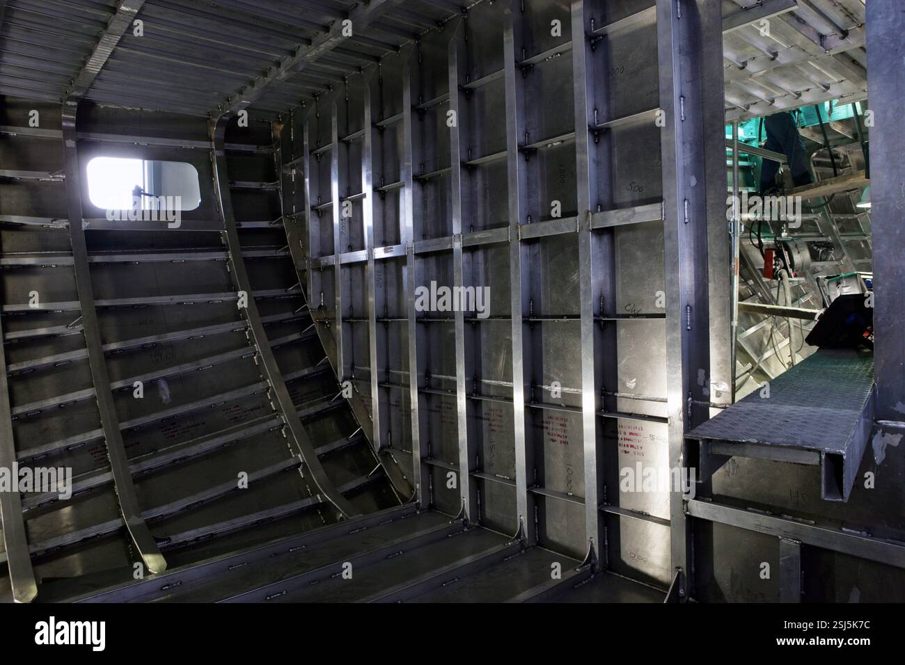 Shipbuilding Industry. Aluminium hull of a super sailing yacht being ...