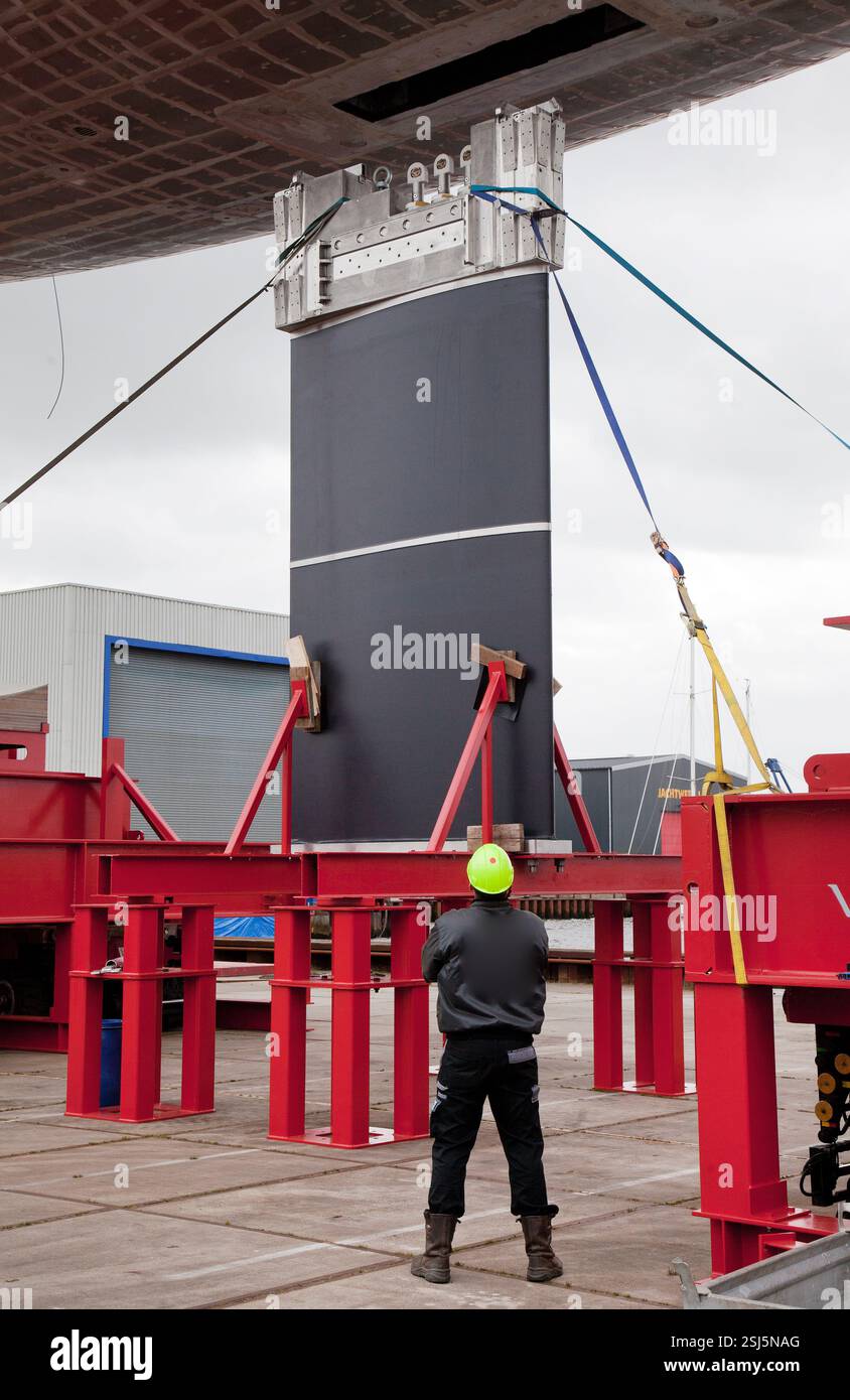 Shipbuilding Industry. Aluminium hull of a super sailing yacht being ...