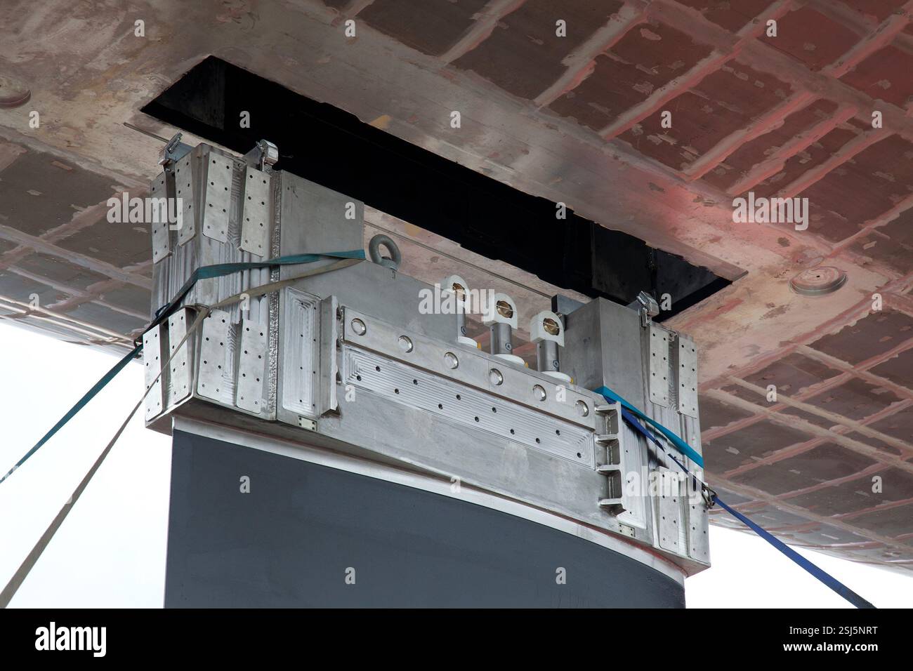 Shipbuilding Industry. Aluminium hull of a super sailing yacht being ...