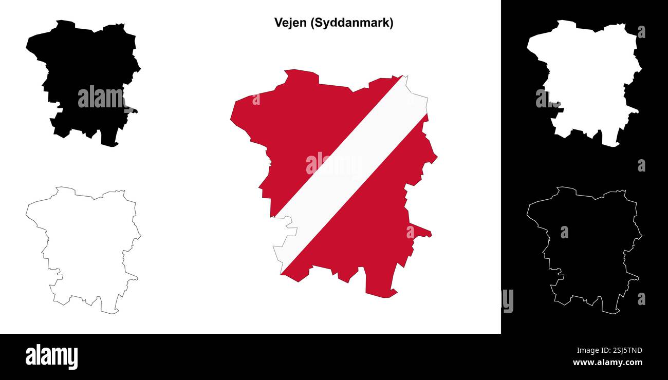Vejen municipality outline map set Stock Vector Image & Art - Alamy