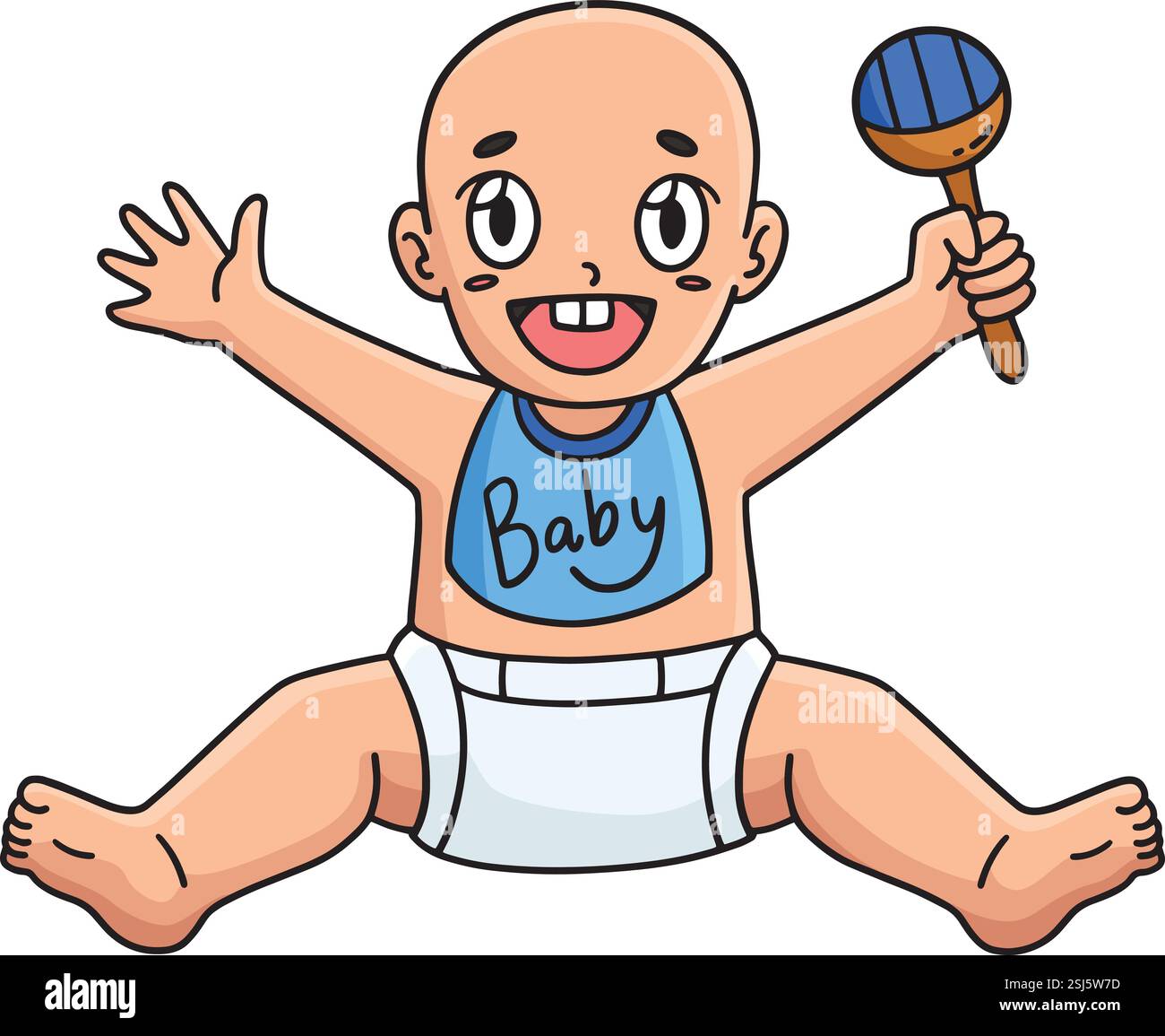 Baby Shower Holding Rattle Toy Cartoon Clipart Stock Vector Image & Art ...