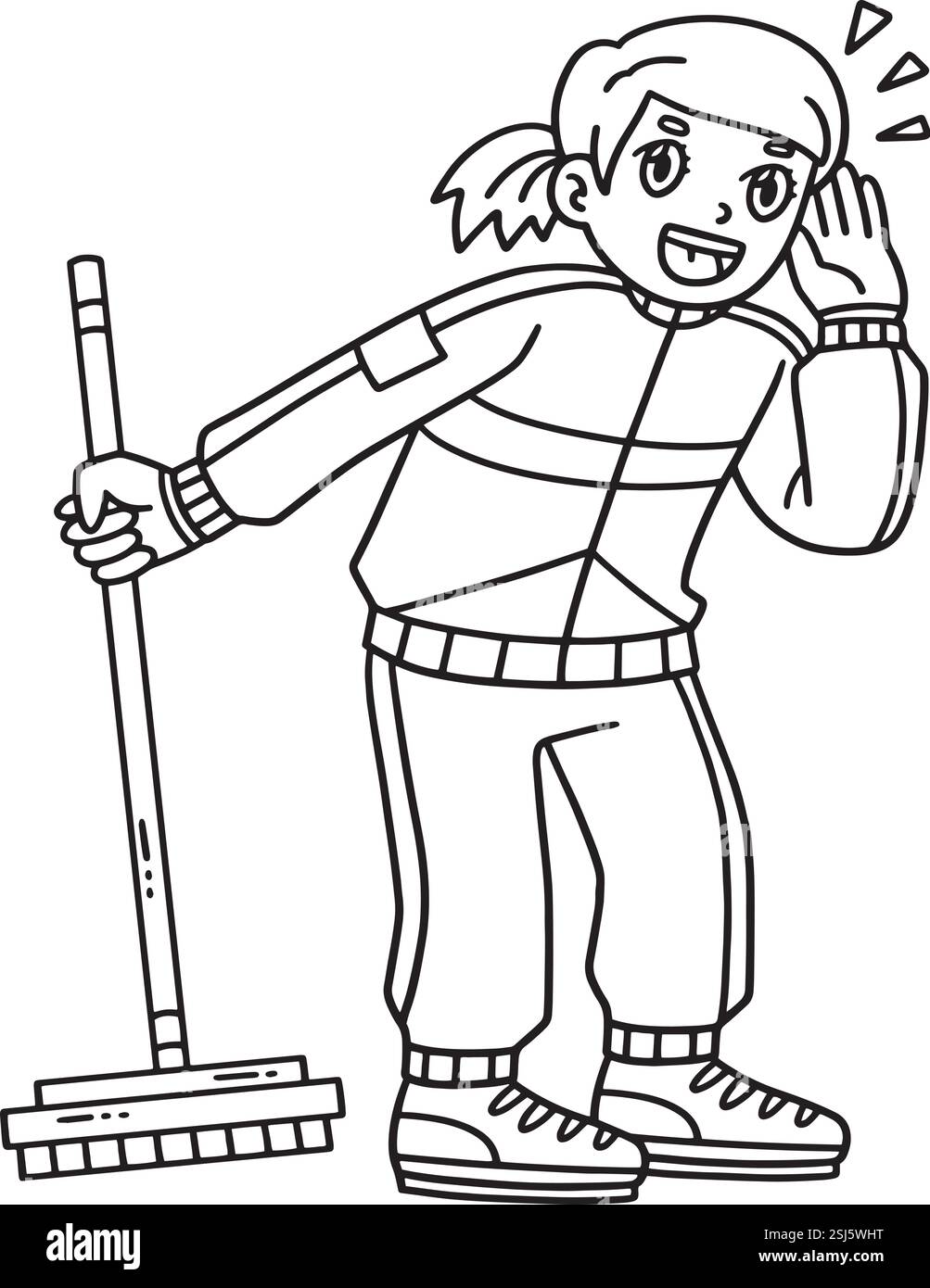 Curling Female Skip Shouting Isolated Coloring Stock Vector Image & Art ...