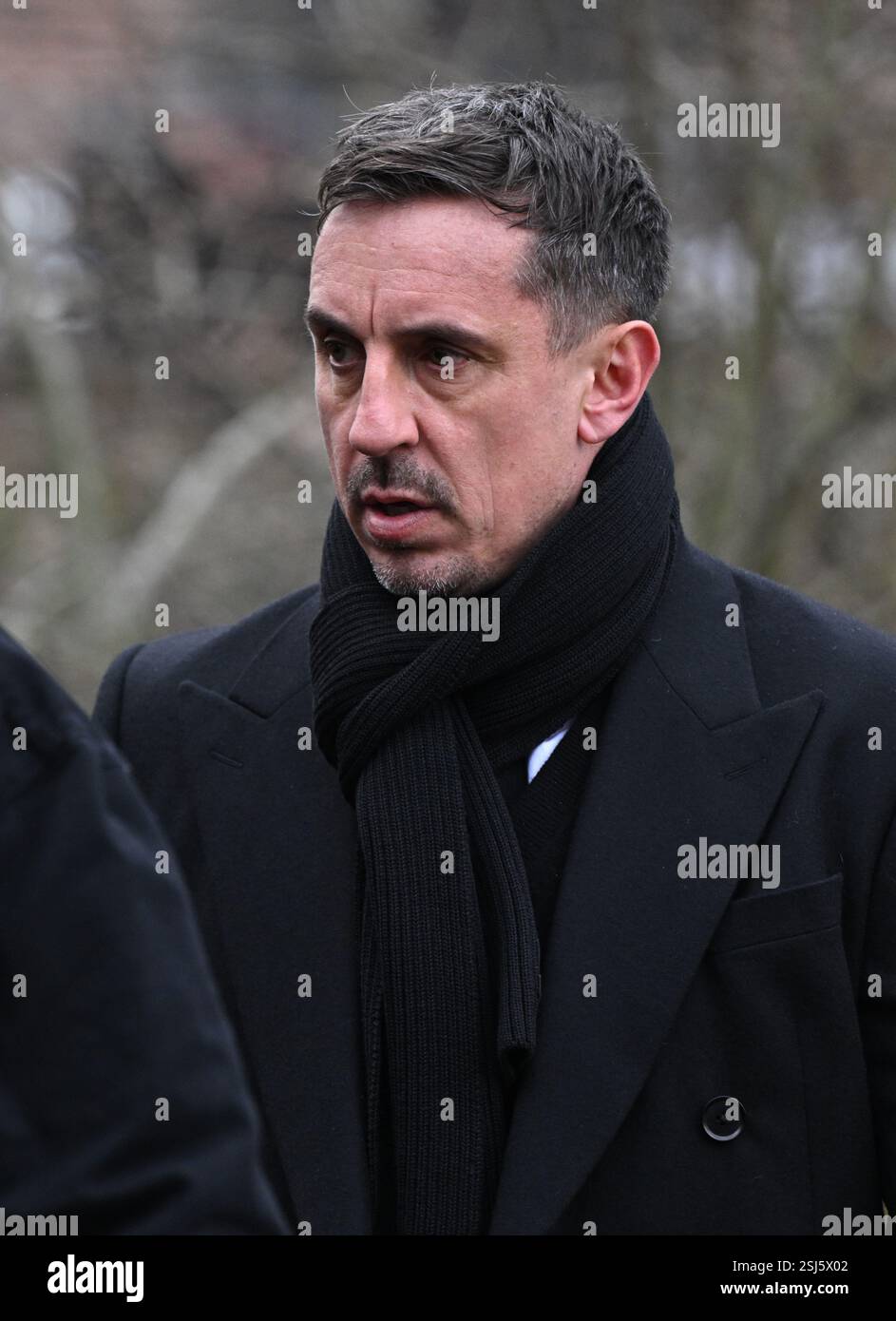Manchester, UK. February 11th, 2025. Gary Neville at the funeral of ...