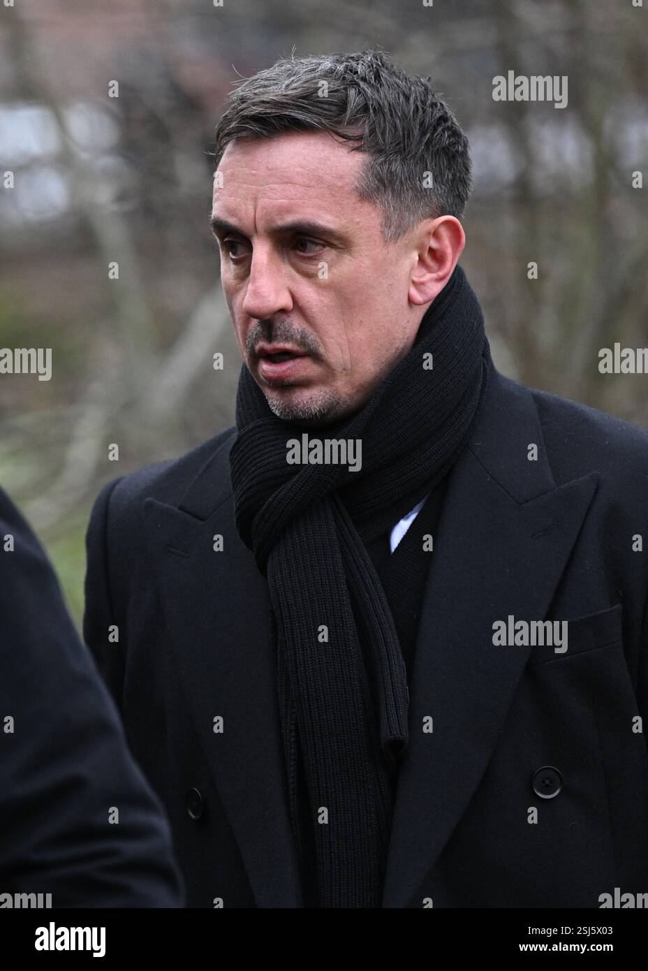 Manchester, UK. February 11th, 2025. Gary Neville at the funeral of ...