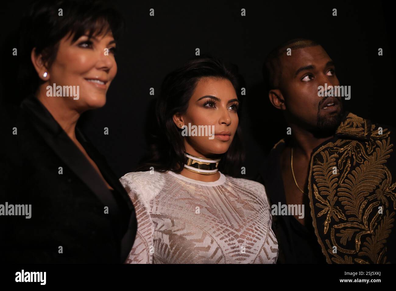 Kris Jenner Kim Kardashian And Kanye West Balmain Backstage Paris