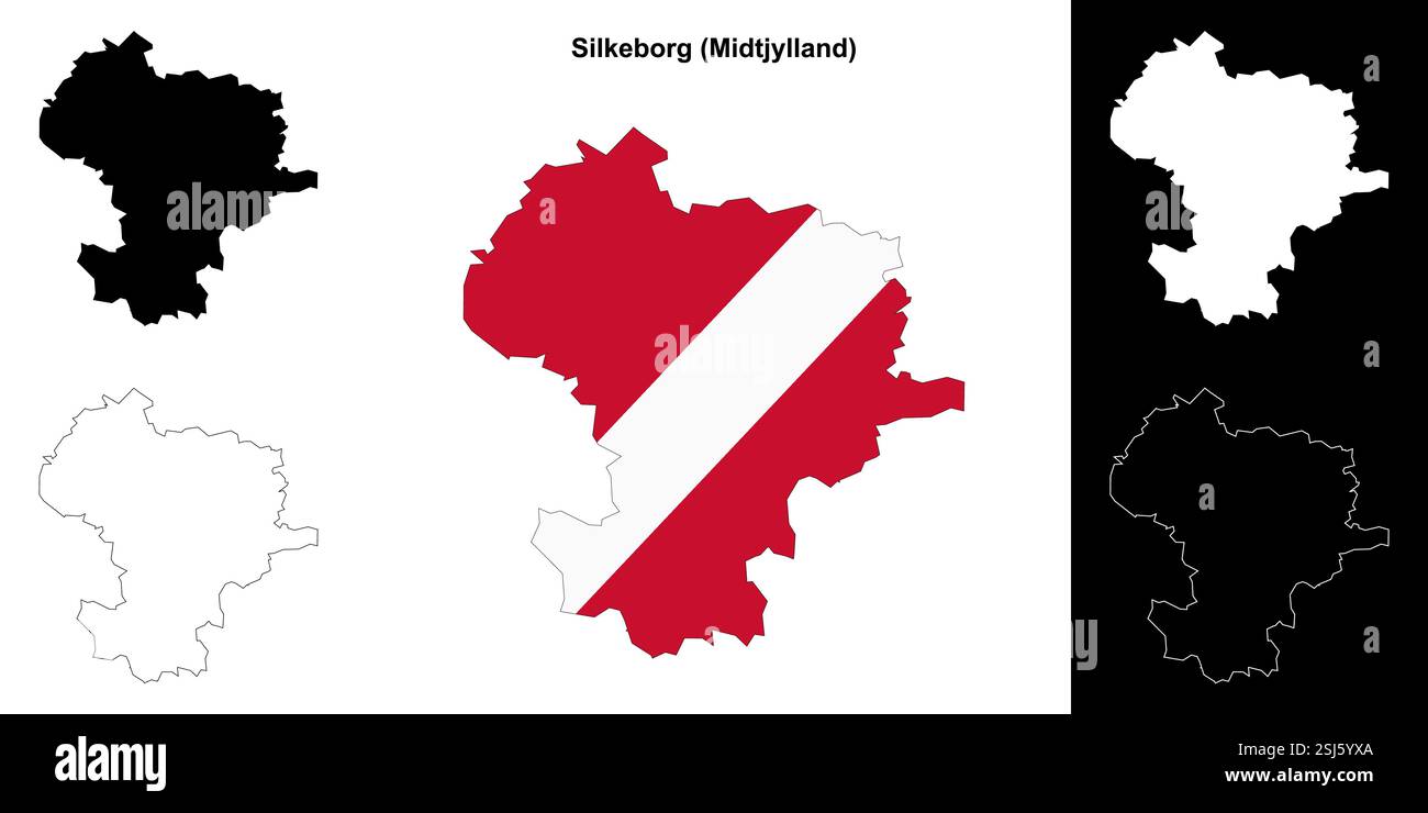 Silkeborg municipality outline map set Stock Vector Image & Art - Alamy