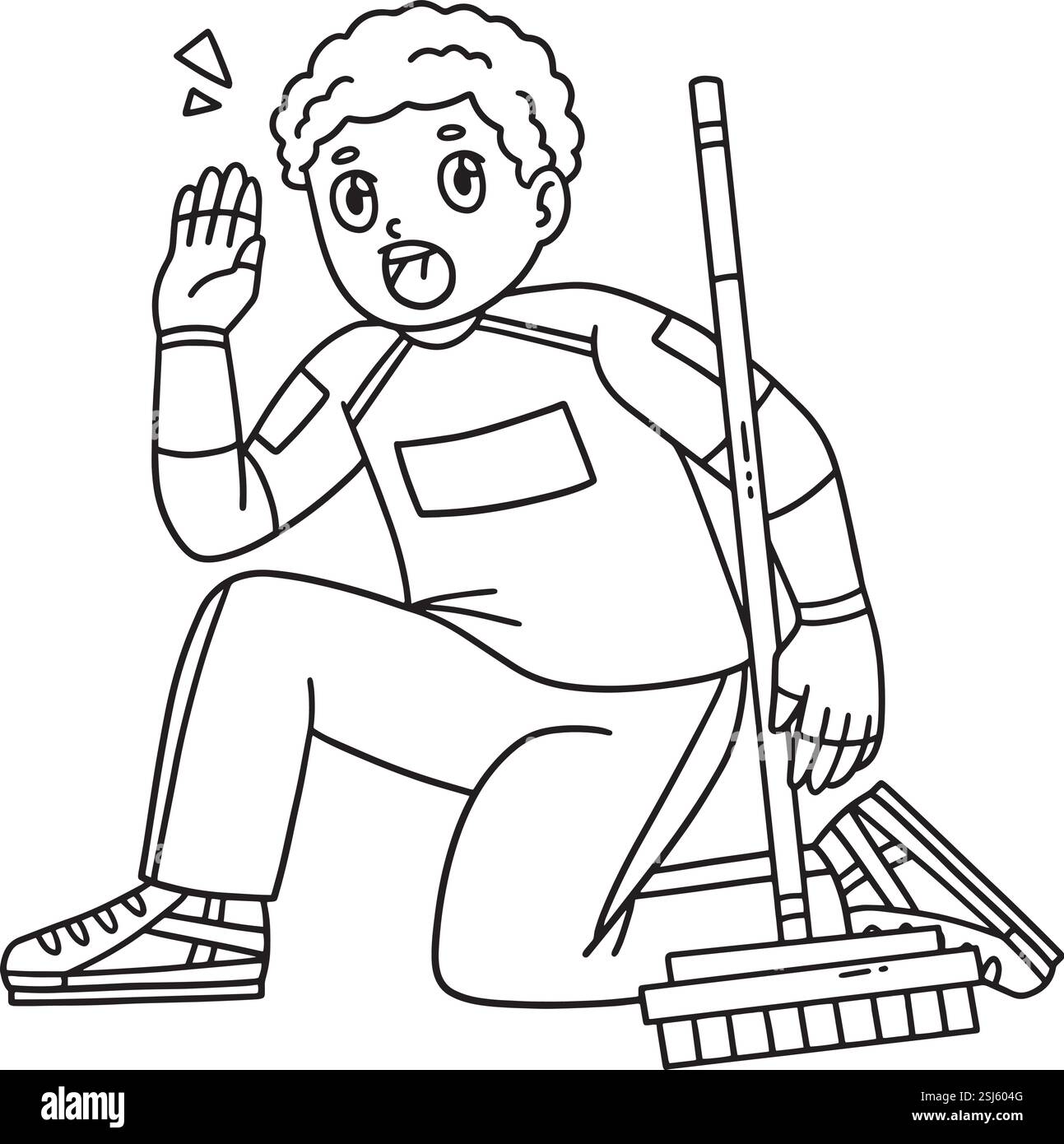 Curling Male Skip Shouting Isolated Coloring Page Stock Vector Image ...