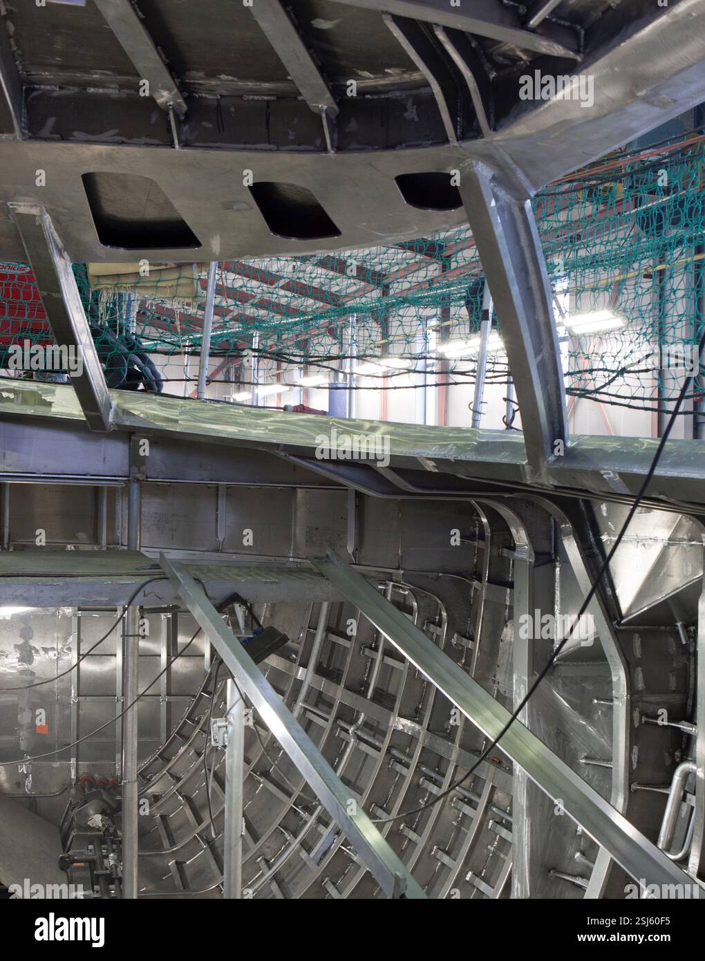 Shipbuilding Industry. Aluminium hull of a super sailing yacht being ...