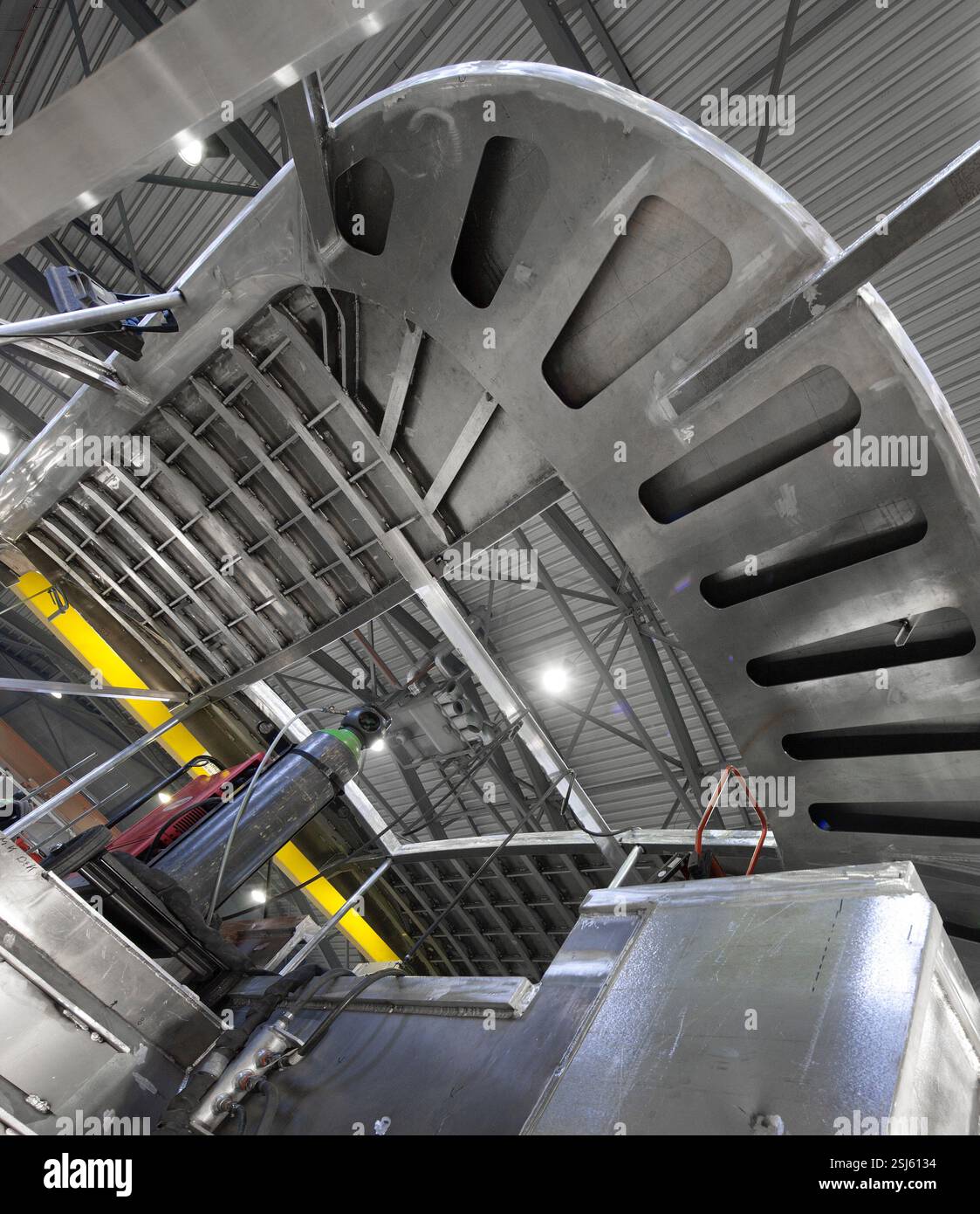 Shipbuilding Industry. Aluminium hull of a super sailing yacht being ...