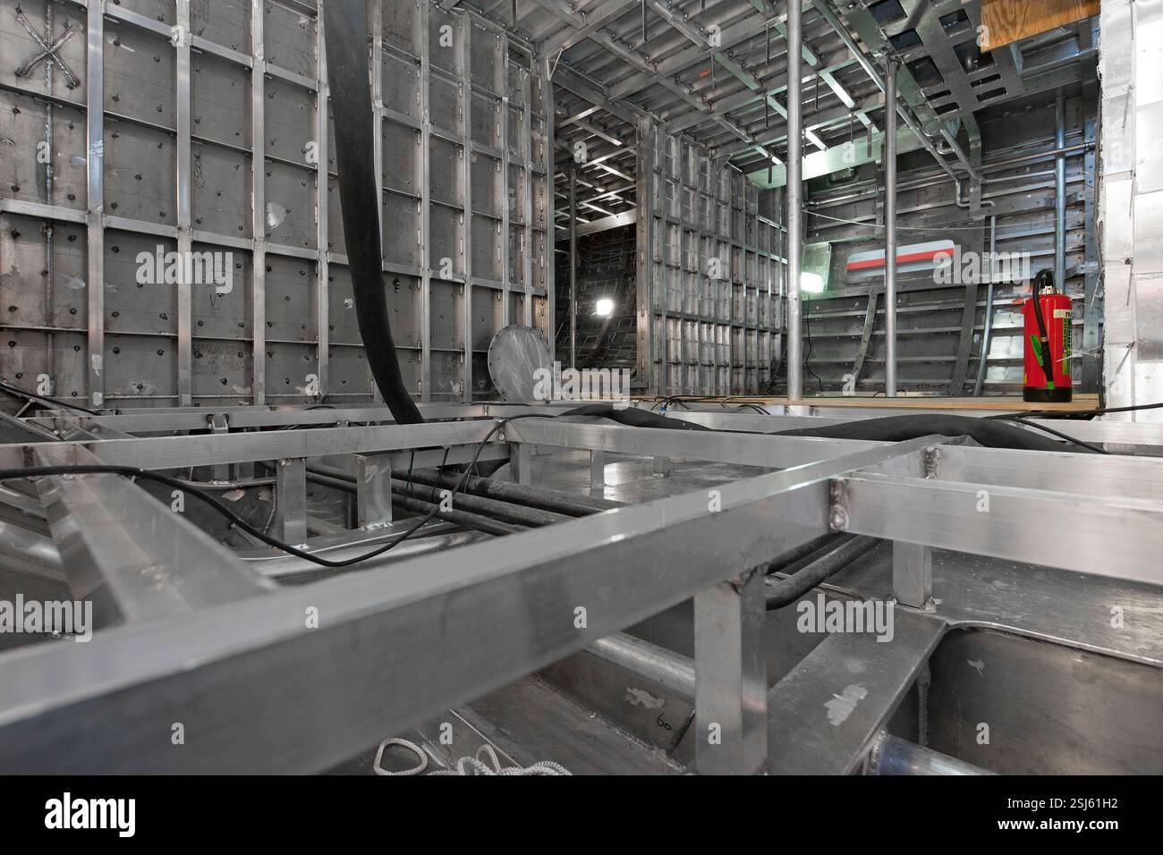 Shipbuilding Industry. Aluminium hull of a super sailing yacht being ...