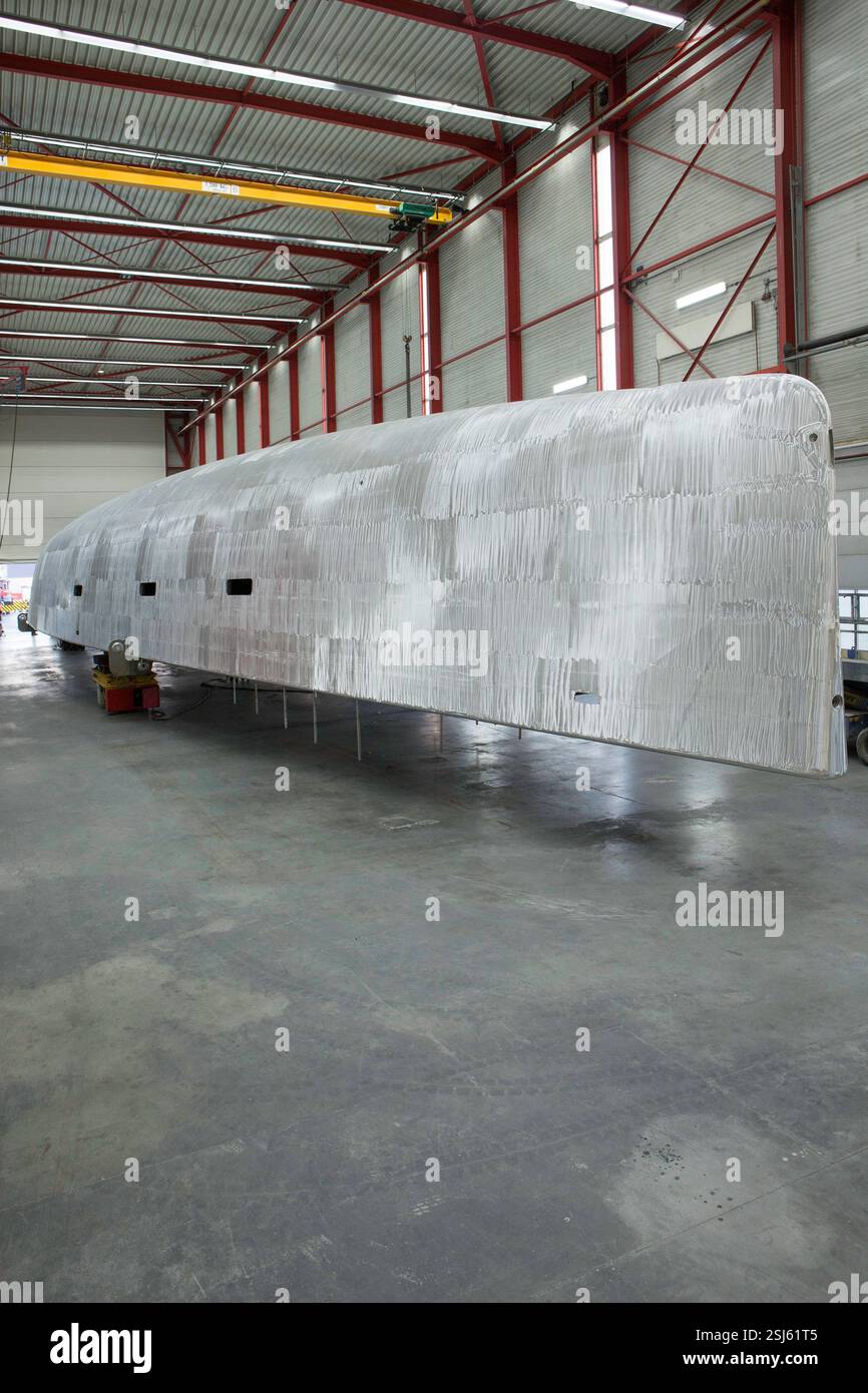 Shipbuilding Industry. Aluminium hull of a super sailing yacht being ...