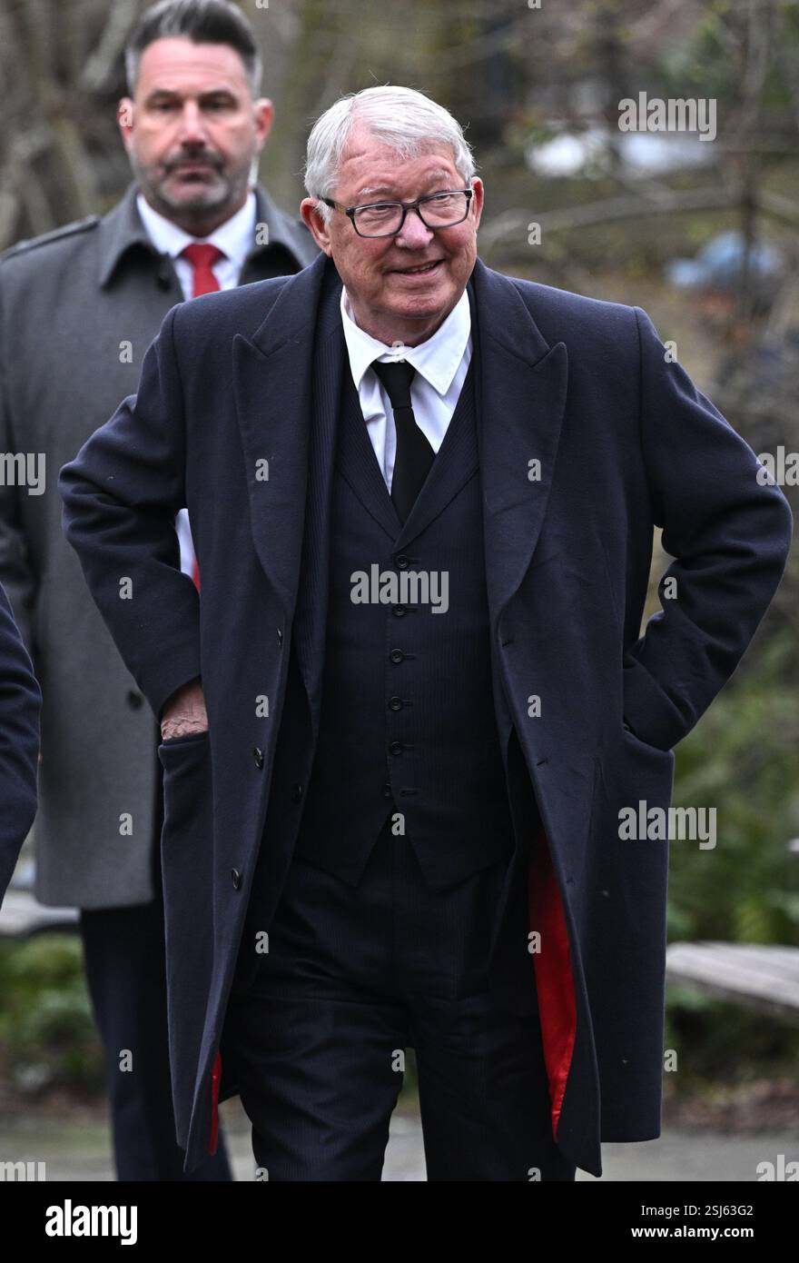Manchester, UK. February 11th, 2025. Sir Alex Ferguson at the funeral ...