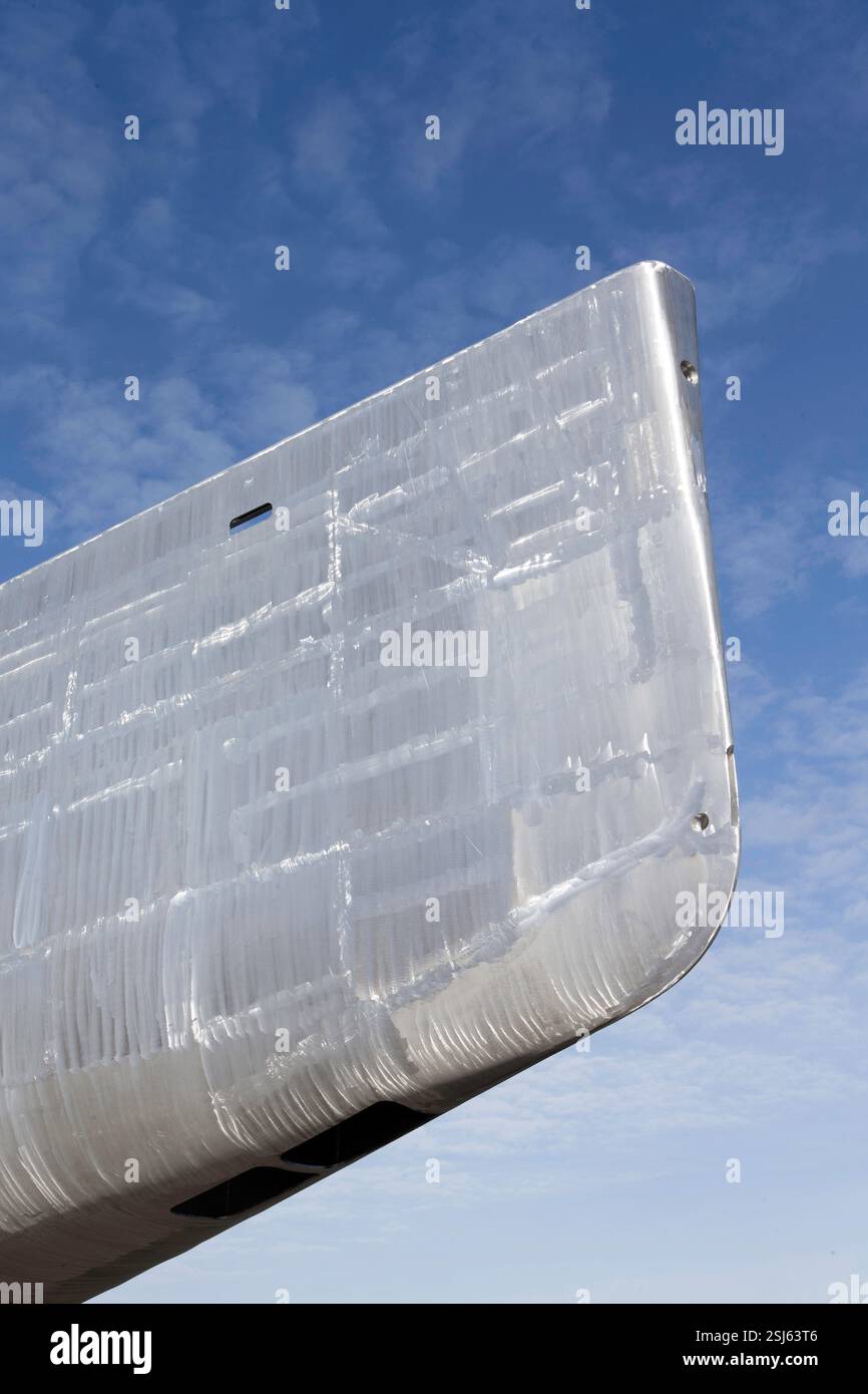 Shipbuilding Industry. Aluminium hull of a super sailing yacht being ...