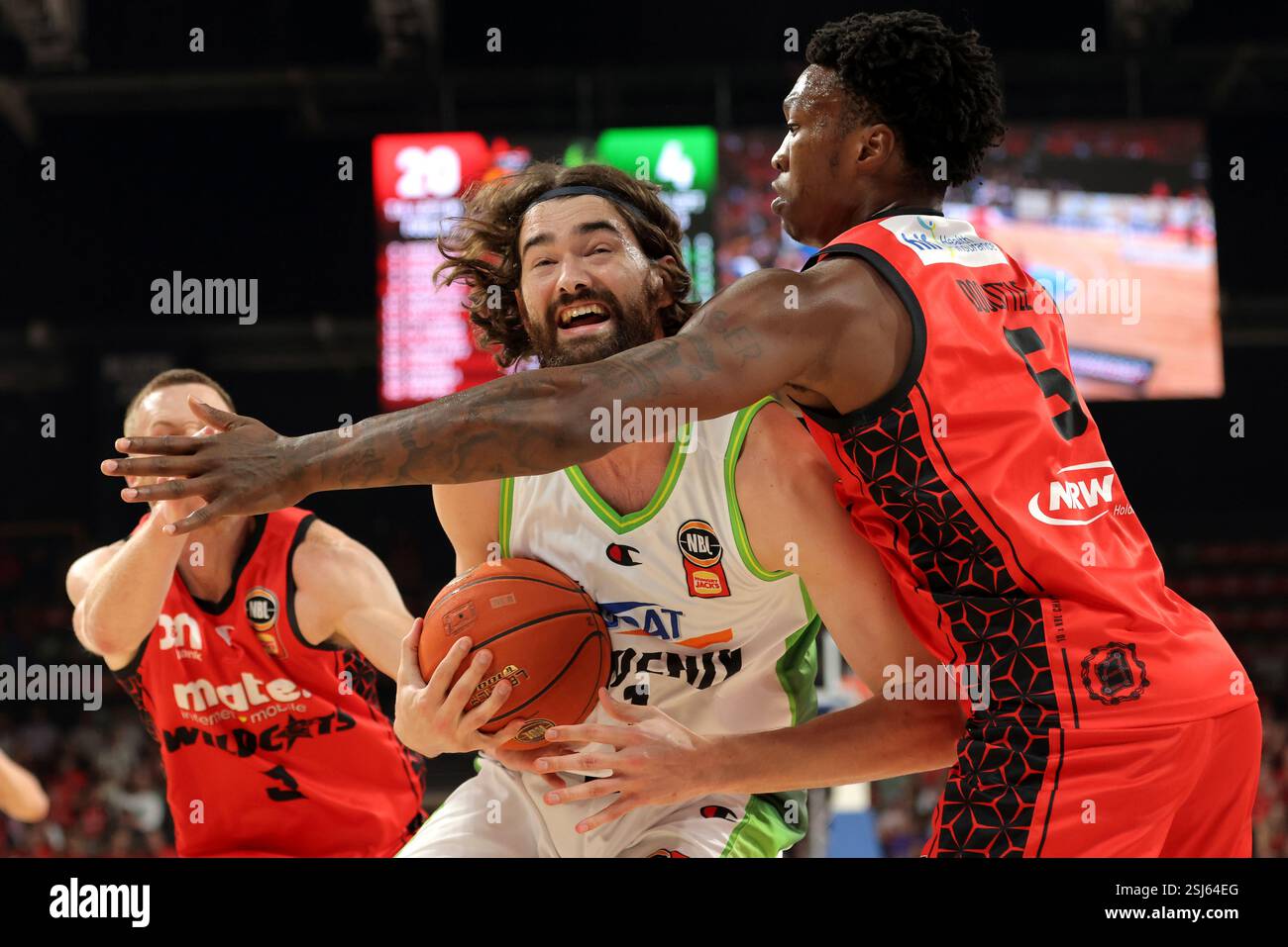 Perth, Australia. 11th Feb, 2025. Jordan Hunter of the Phoenix attempts ...