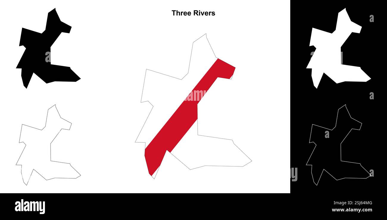 Three Rivers blank outline map set Stock Vector Image & Art - Alamy