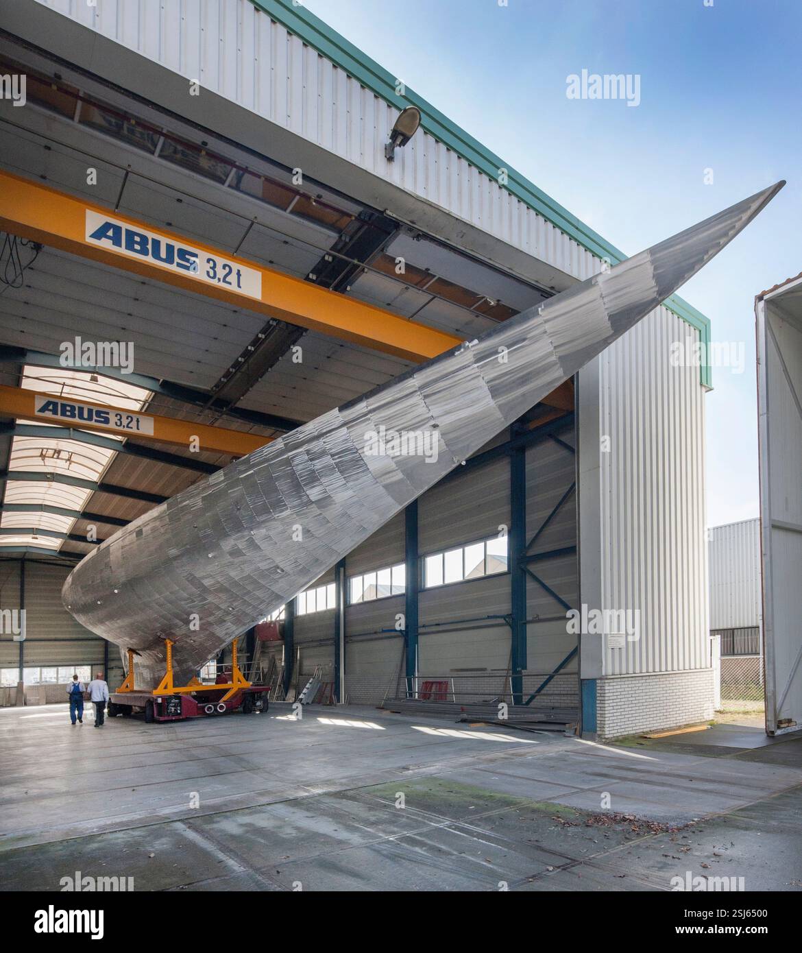 Shipbuilding Industry. Aluminium hull of a super sailing yacht being ...